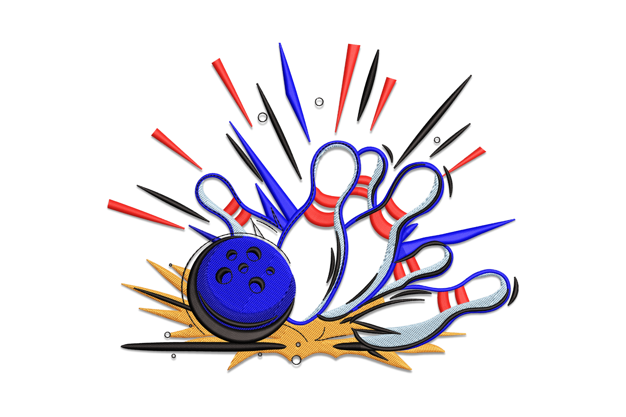 Bowling Strike Embroidery Design