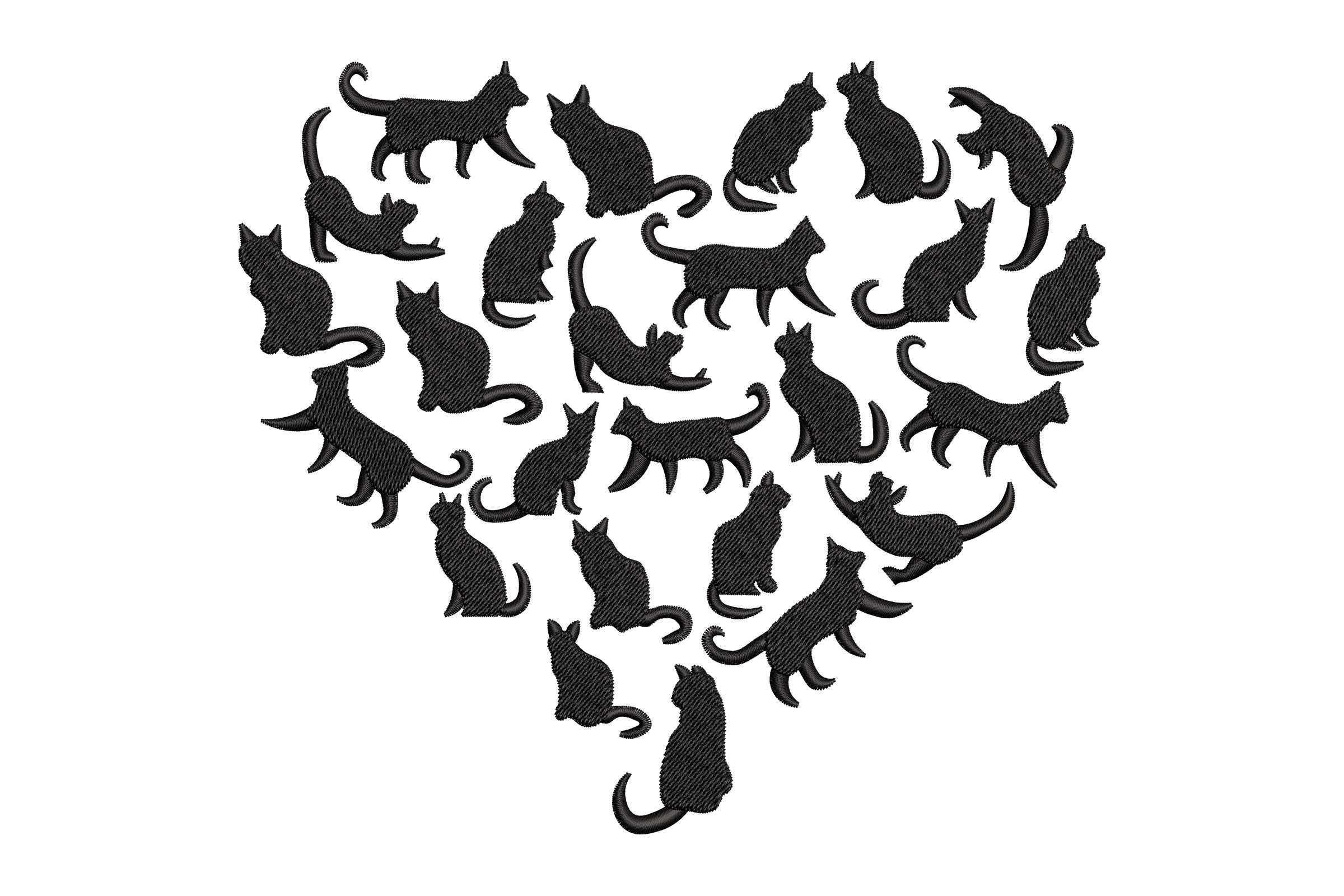 Cat Heart Embroidery Design