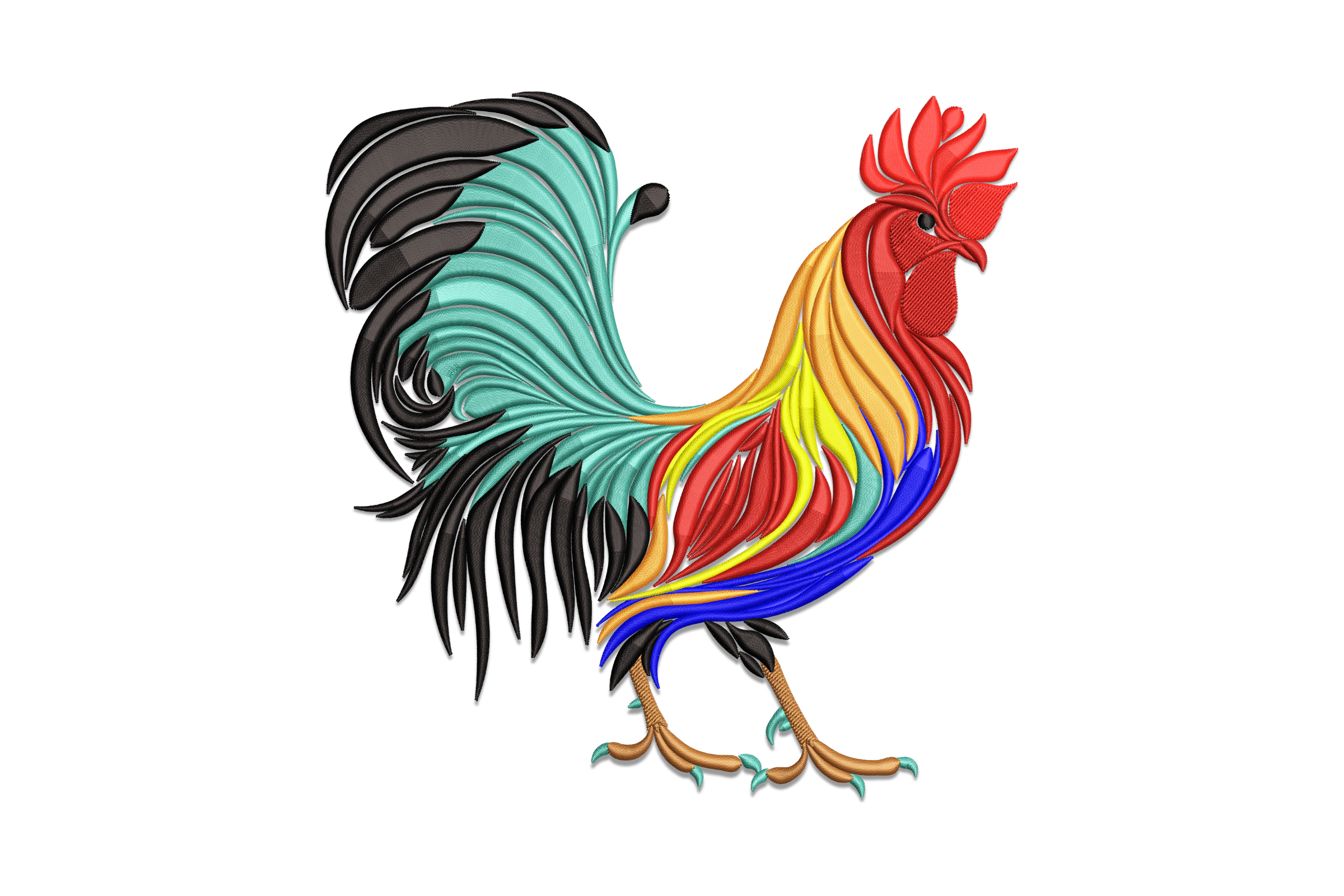 Colorful Rooster Embroidery Design