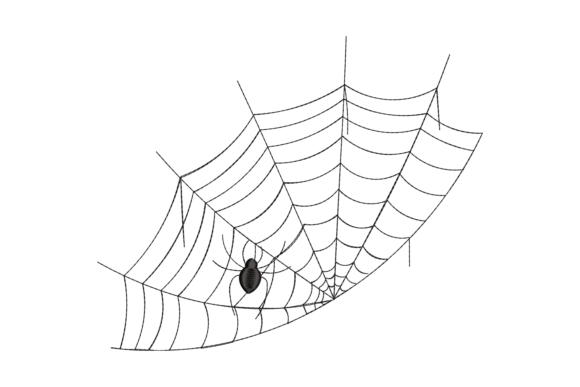 Curved Spider Web Embroidery Design