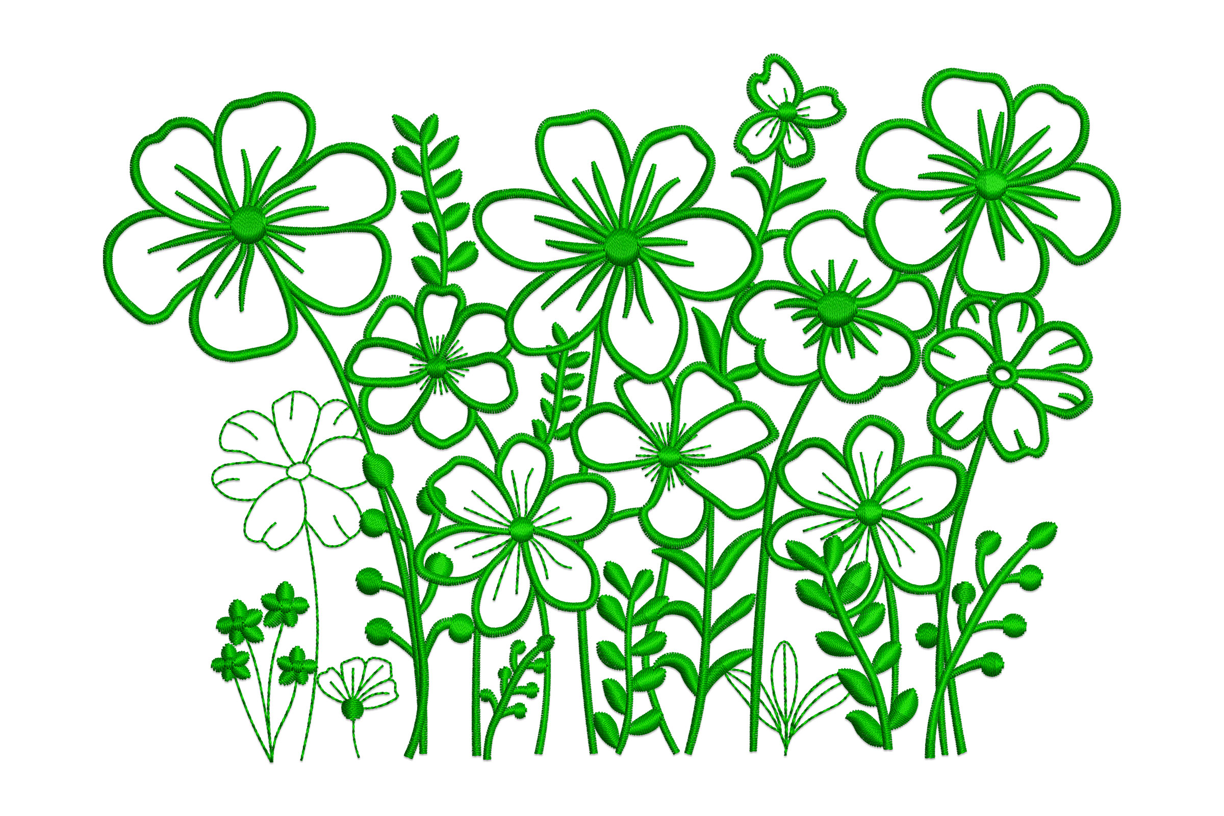 Doodle Flower Garden Embroidery Design