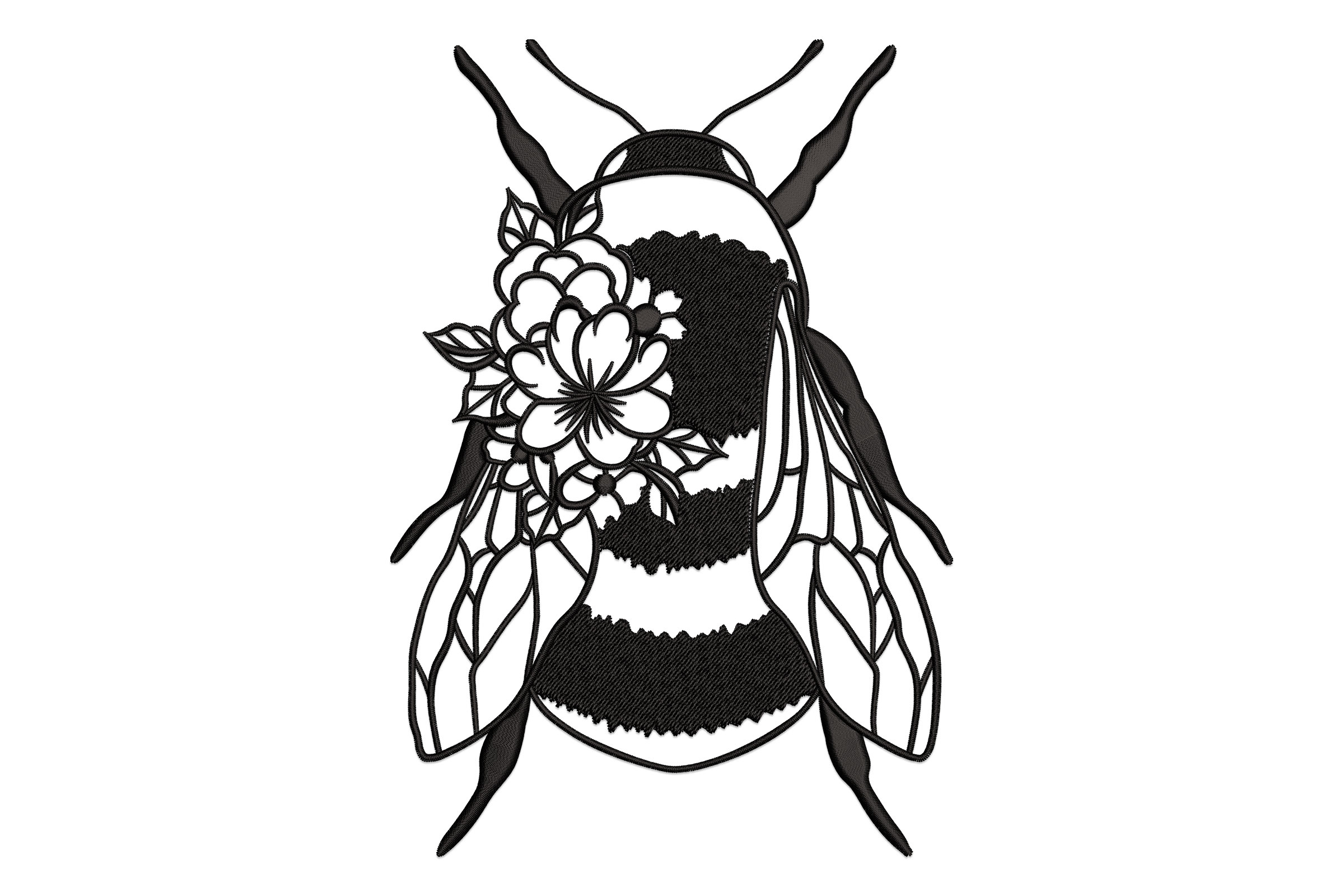 Free Floral Bee Embroidery Design
