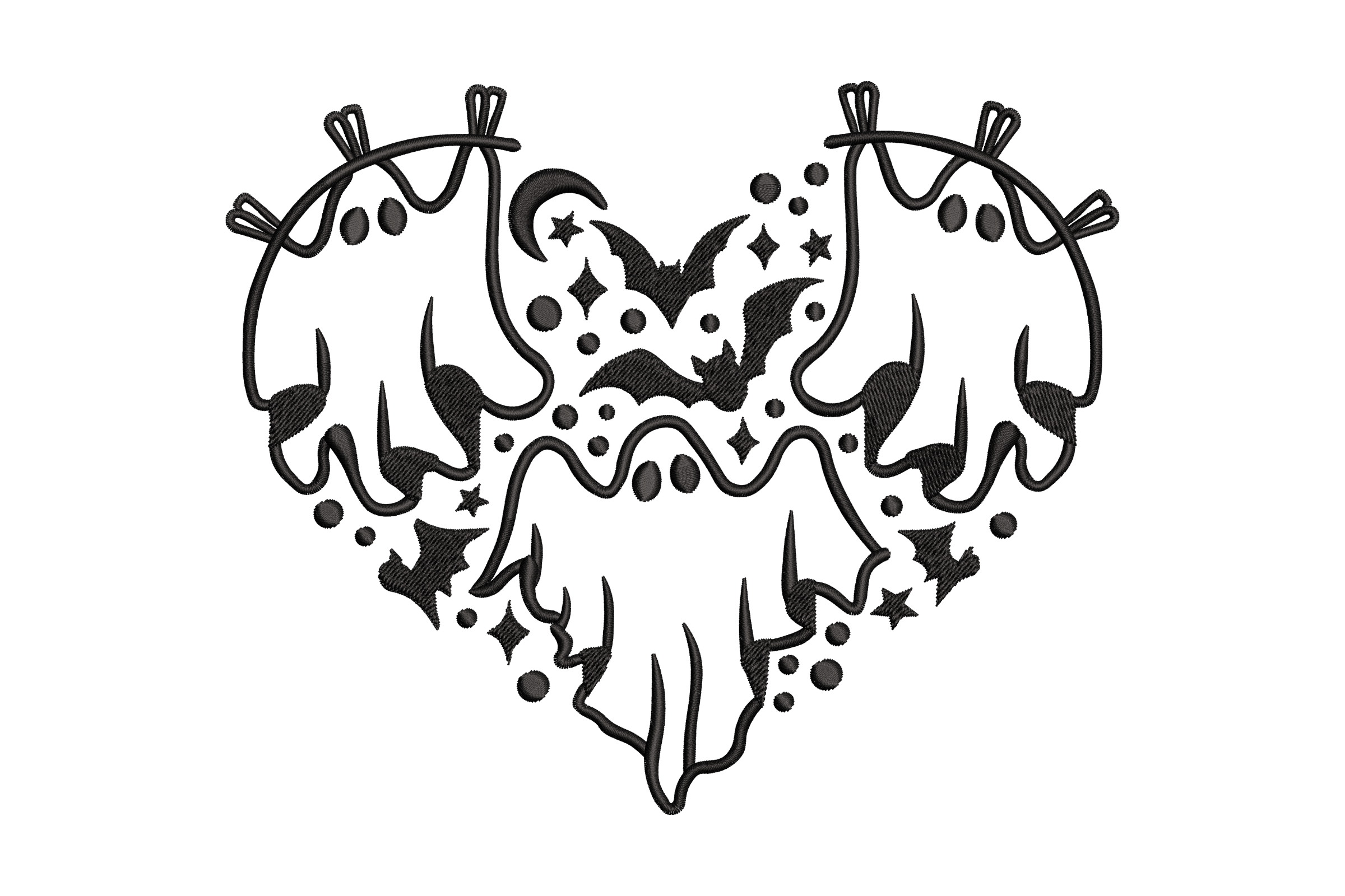 Ghost Heart Halloween Embroidery Design