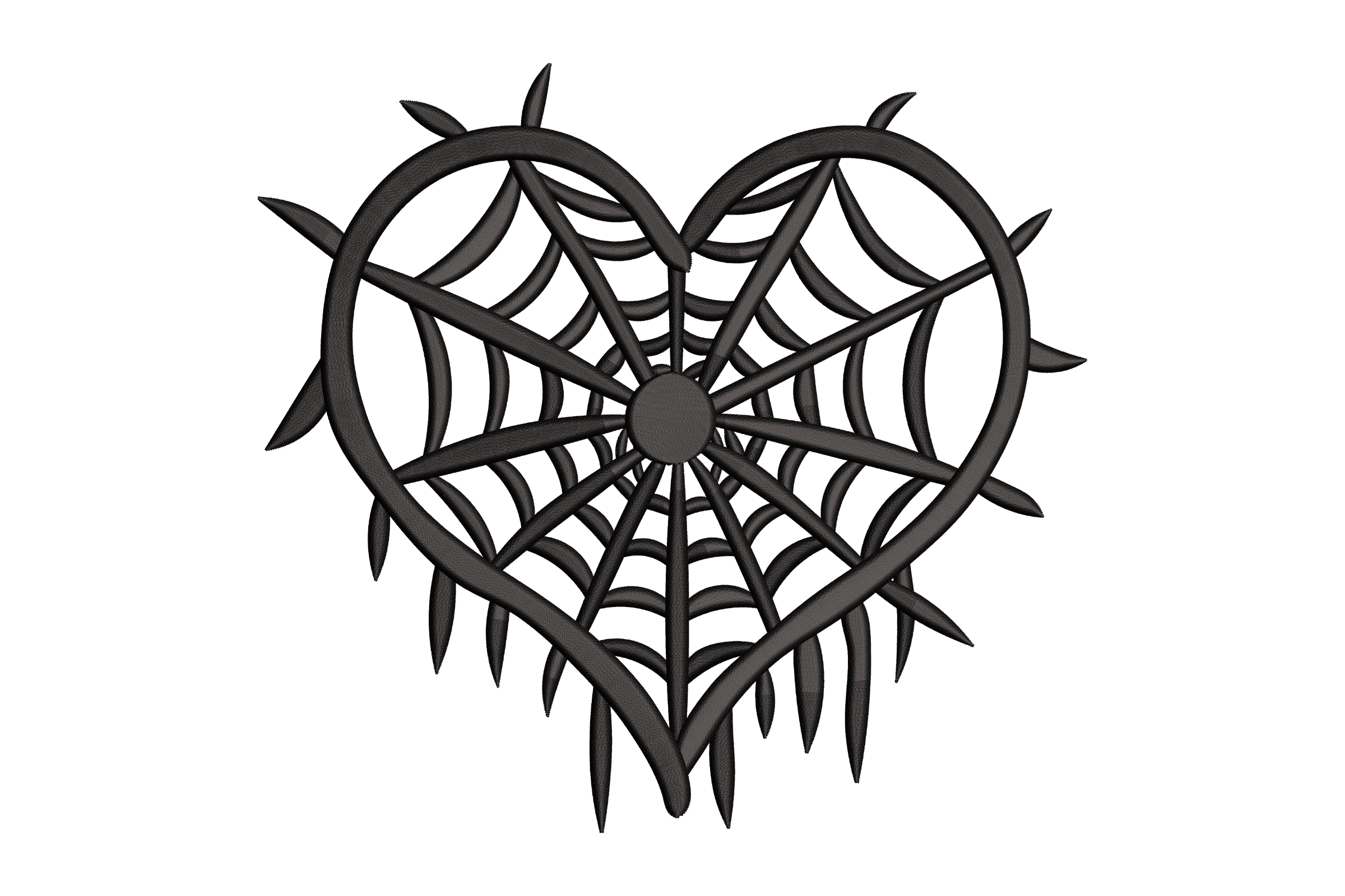 Gothic Heart Spider Web Embroidery Design