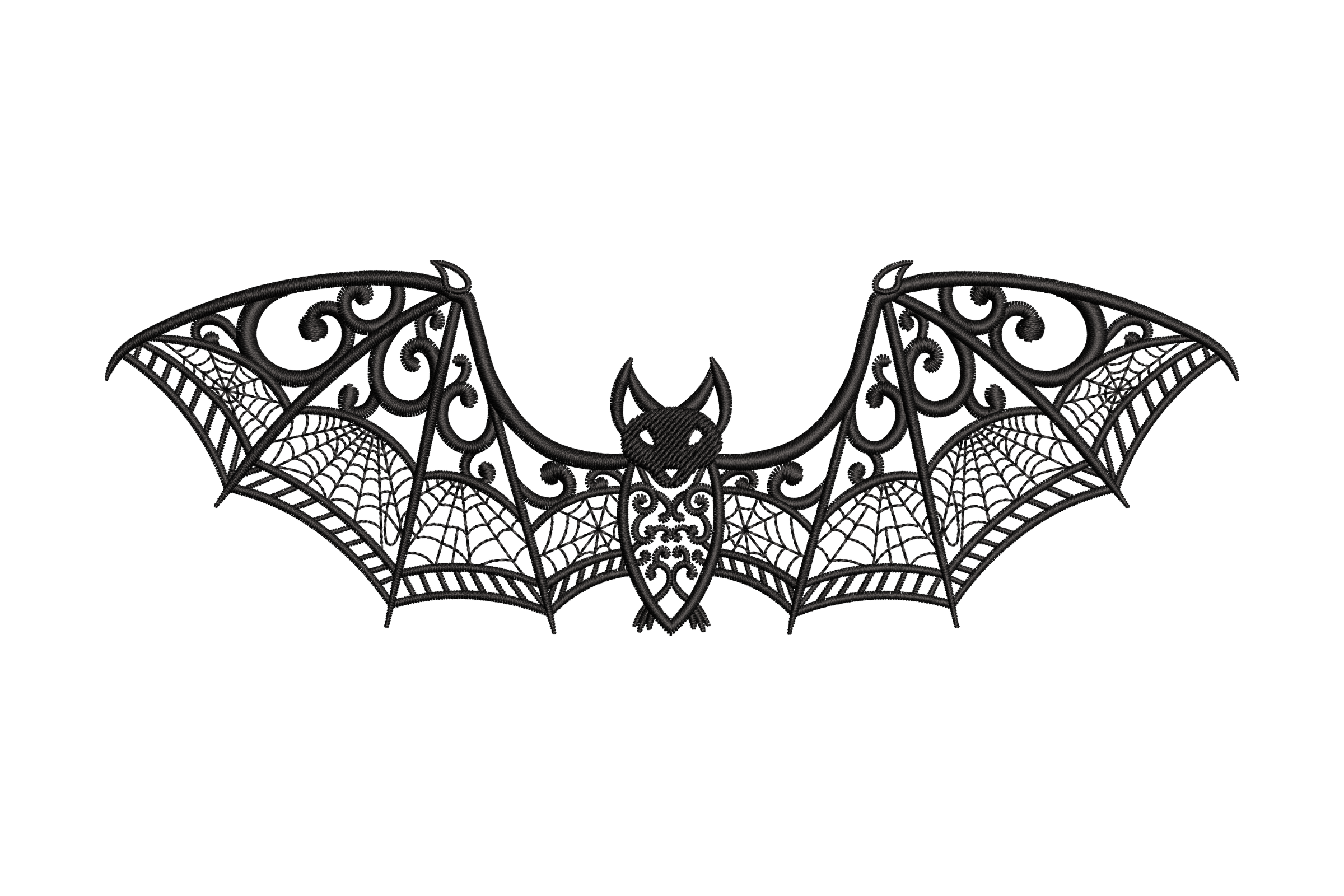 Gothic Lace Bat Embroidery Design