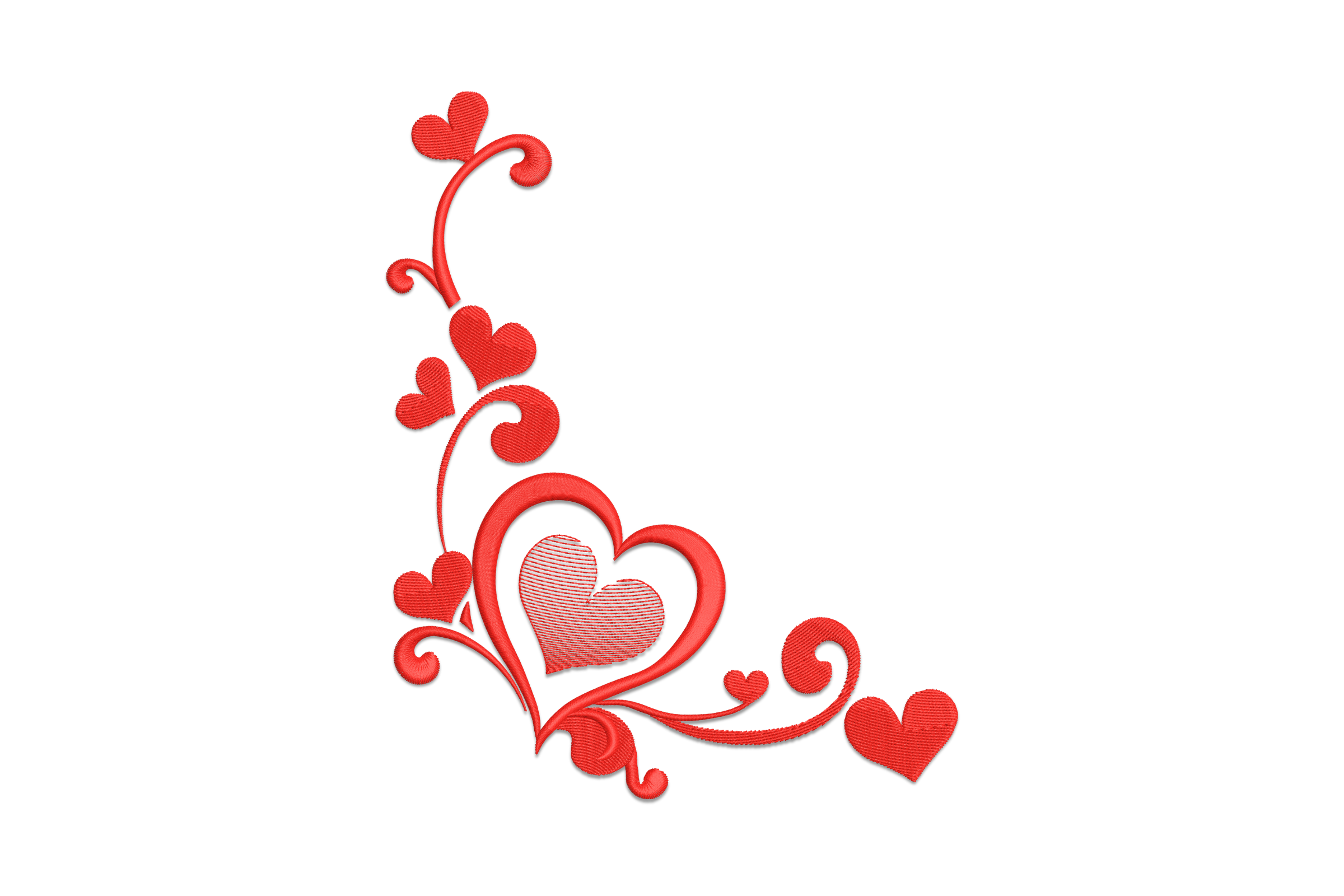 Premium Heart Flourish Corner Embroidery Design