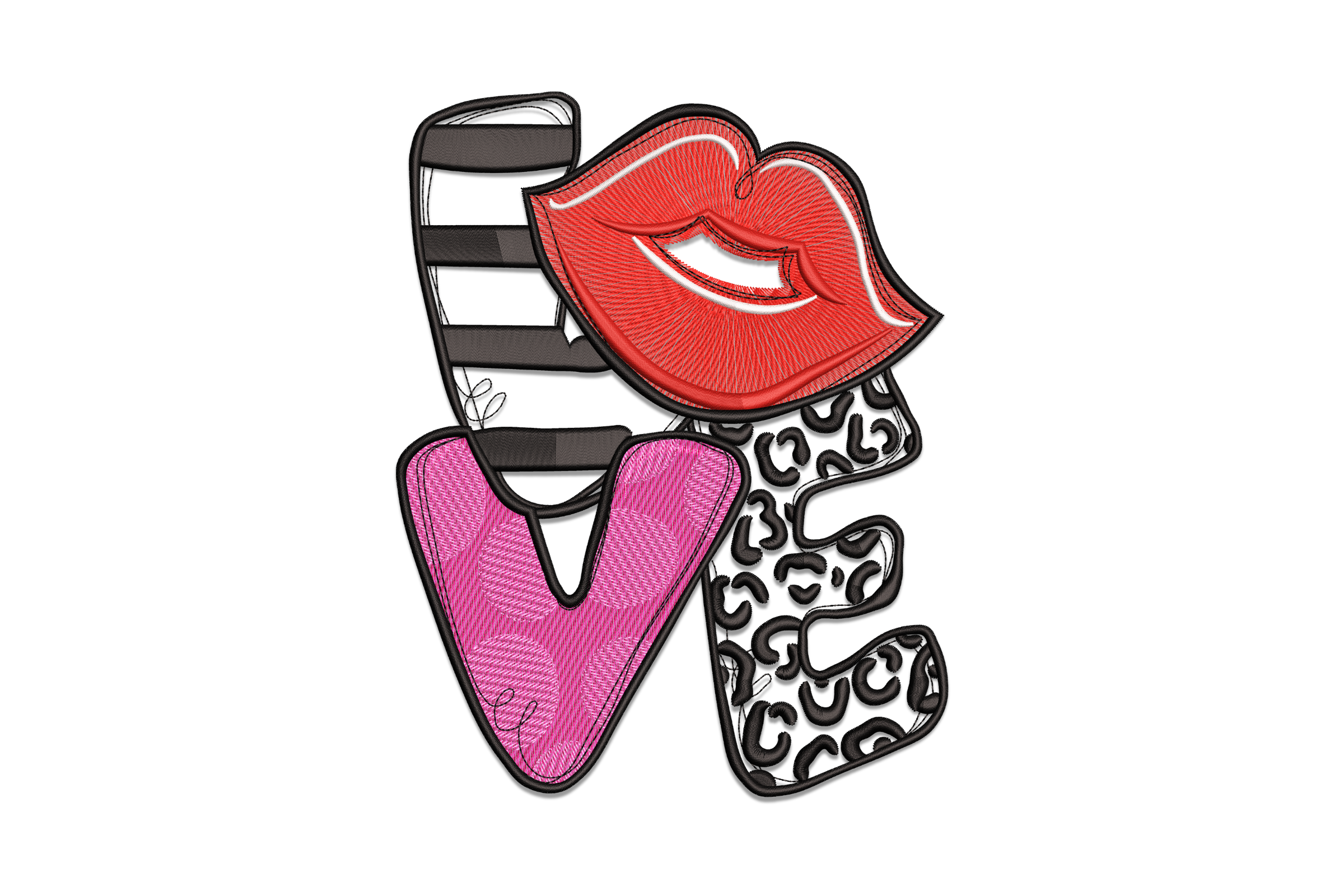 Free Premium LOVE Lips Embroidery Design - Embroidery Lover