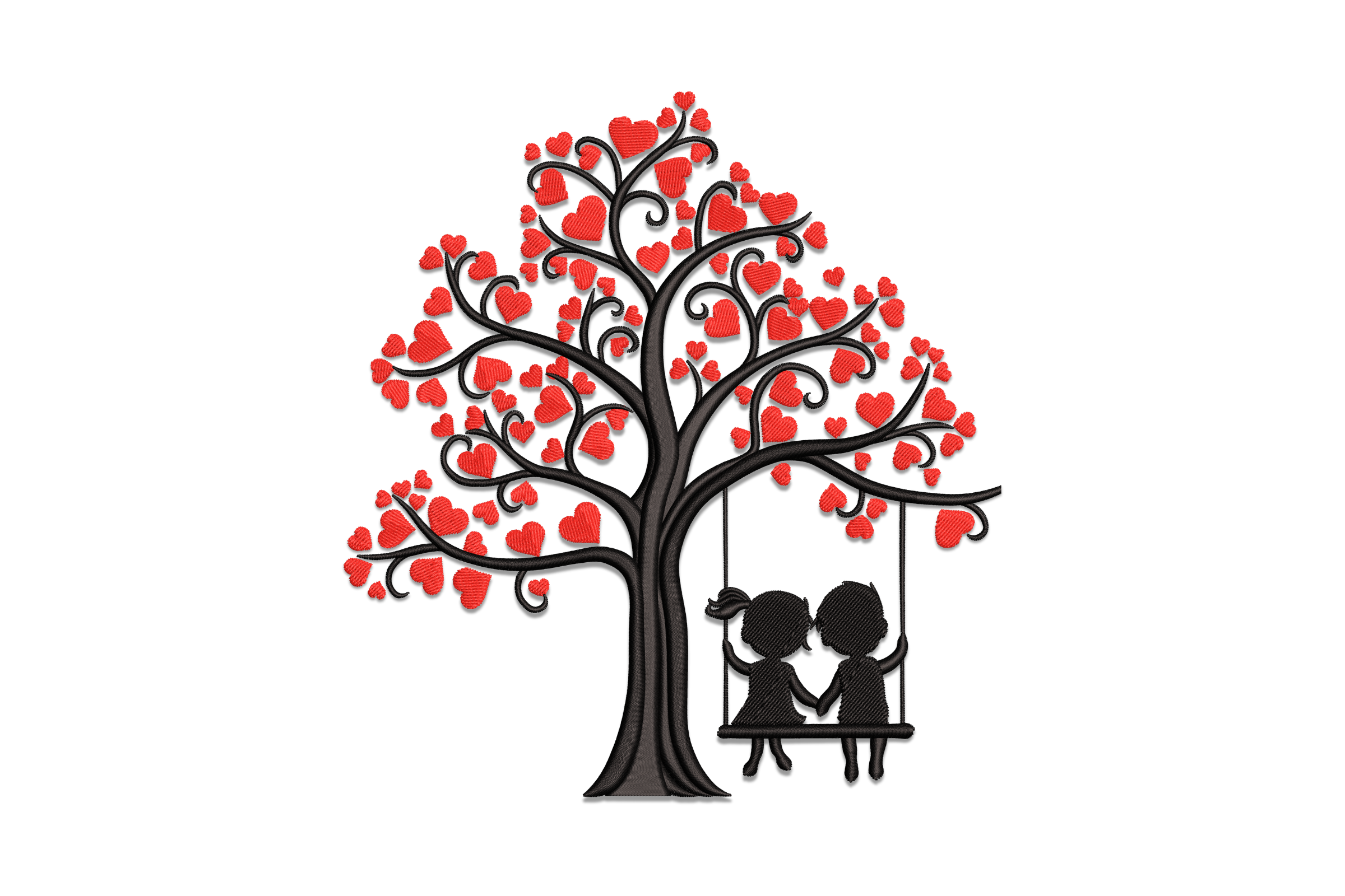 Free Love Tree with Swing Embroidery Design