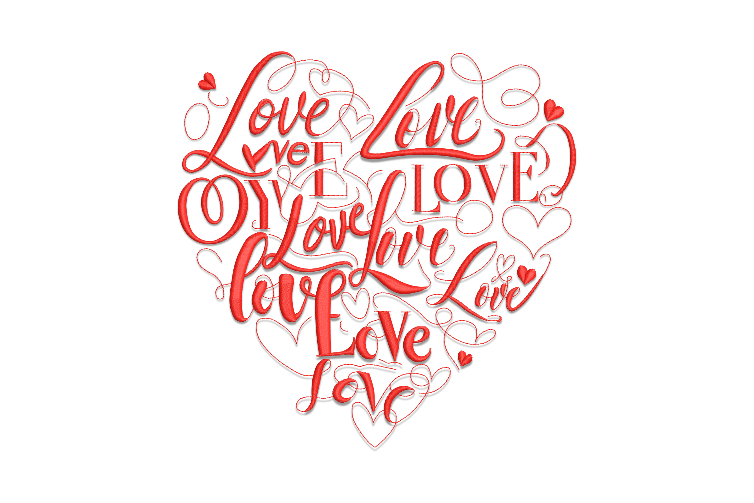Premium Love Typography Heart Embroidery Design
