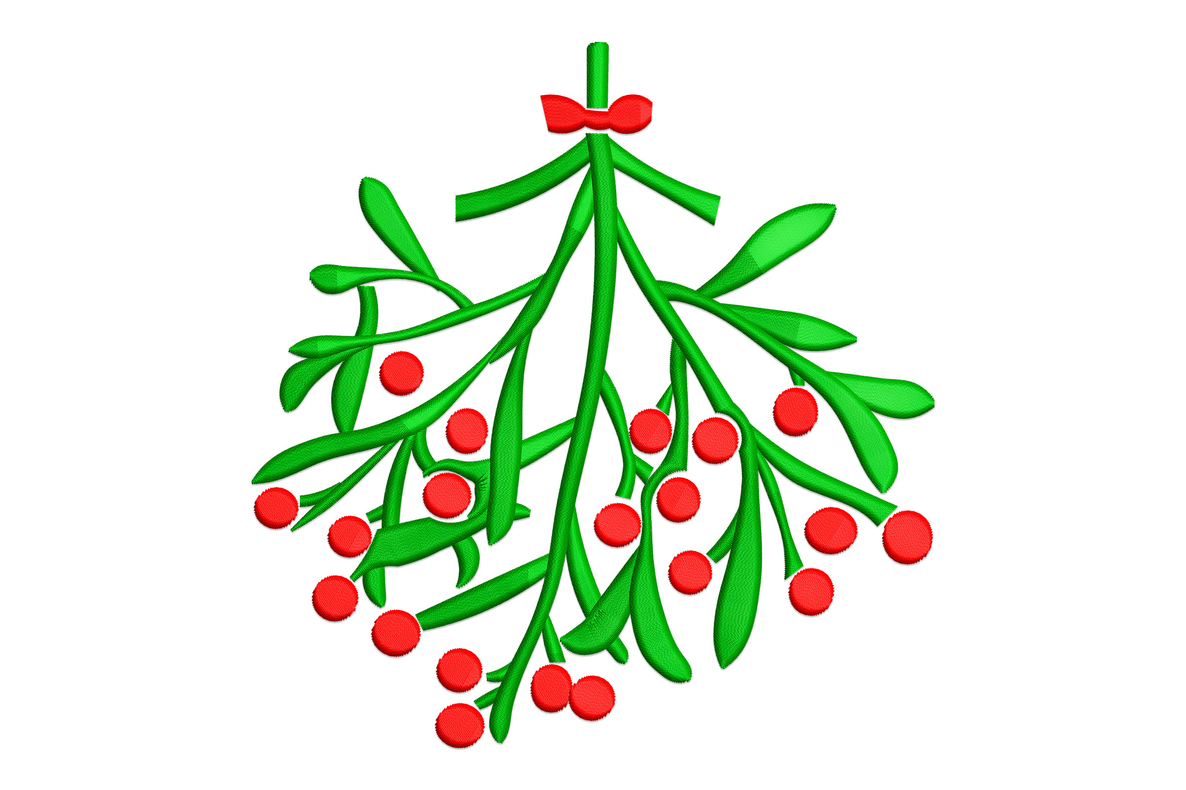 Free Mistletoe with Red Bow Embroidery Design