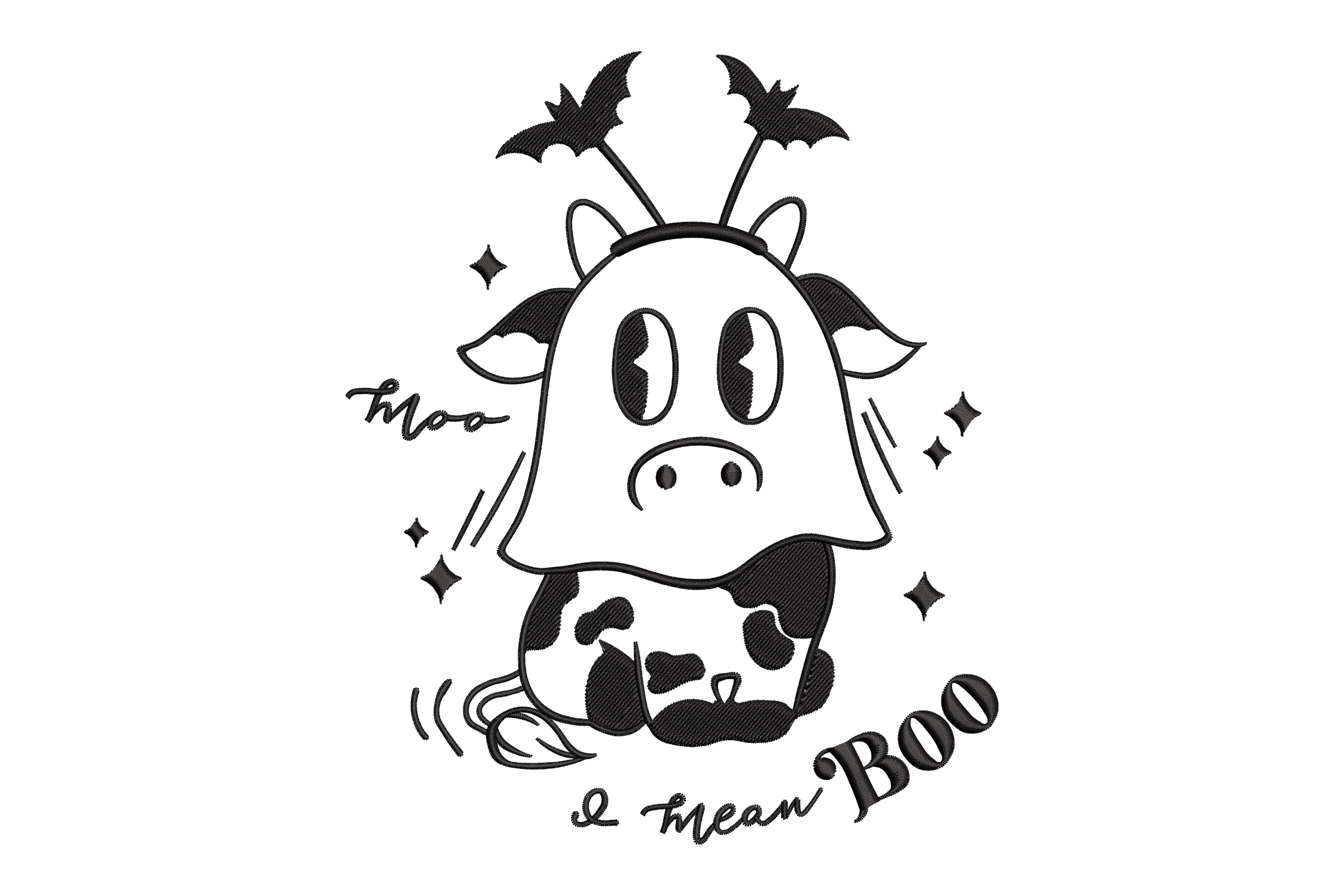 Moo I Mean Boo Embroidery Design