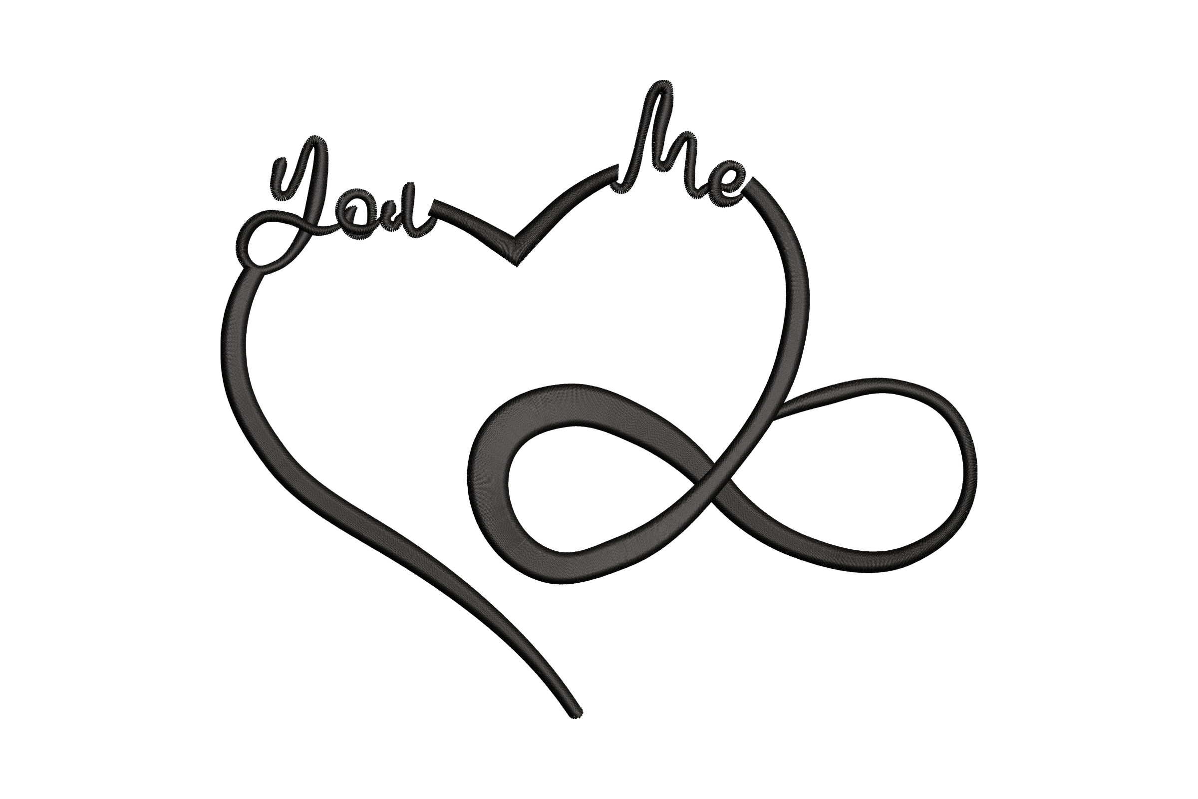 Free You and Me Infinity Heart Embroidery Design