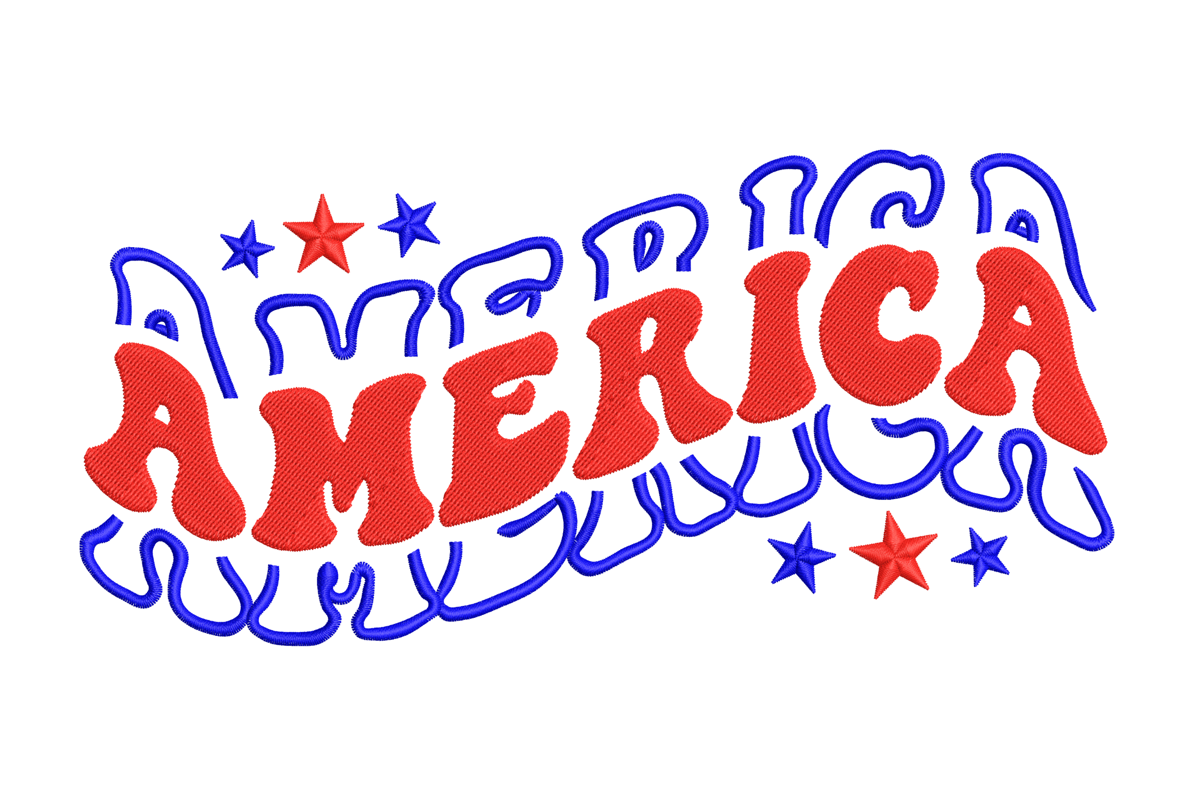 America Wavy Lettering Embroidery Design