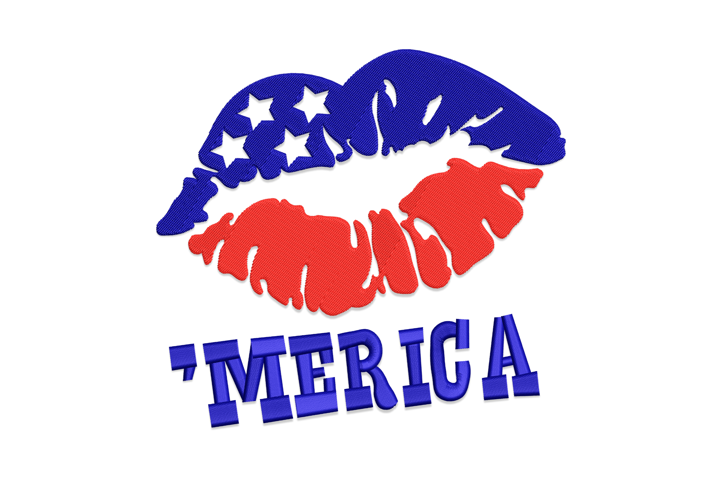 American Flag Kiss Lips Embroidery Design