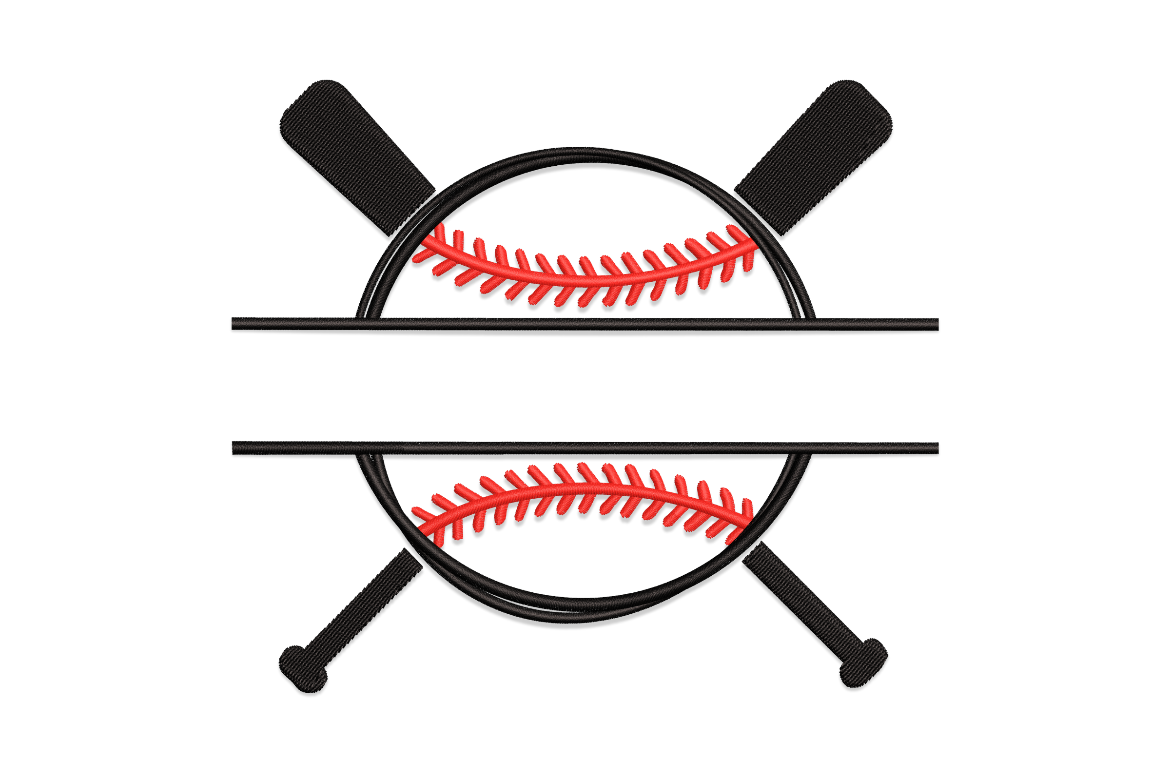Baseball Bats and Ball Split Monogram Embroidery Design