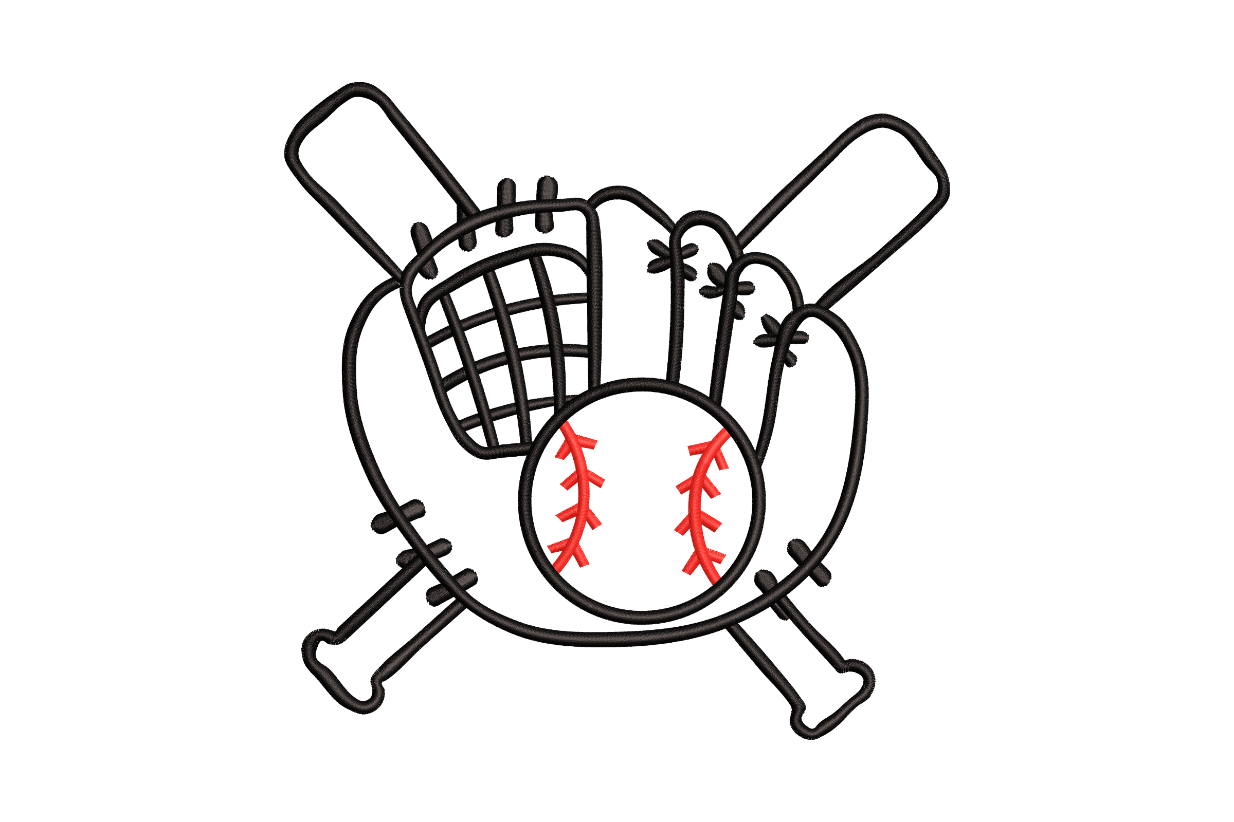 Free Baseball Glove and Bats with Ball Embroidery Design