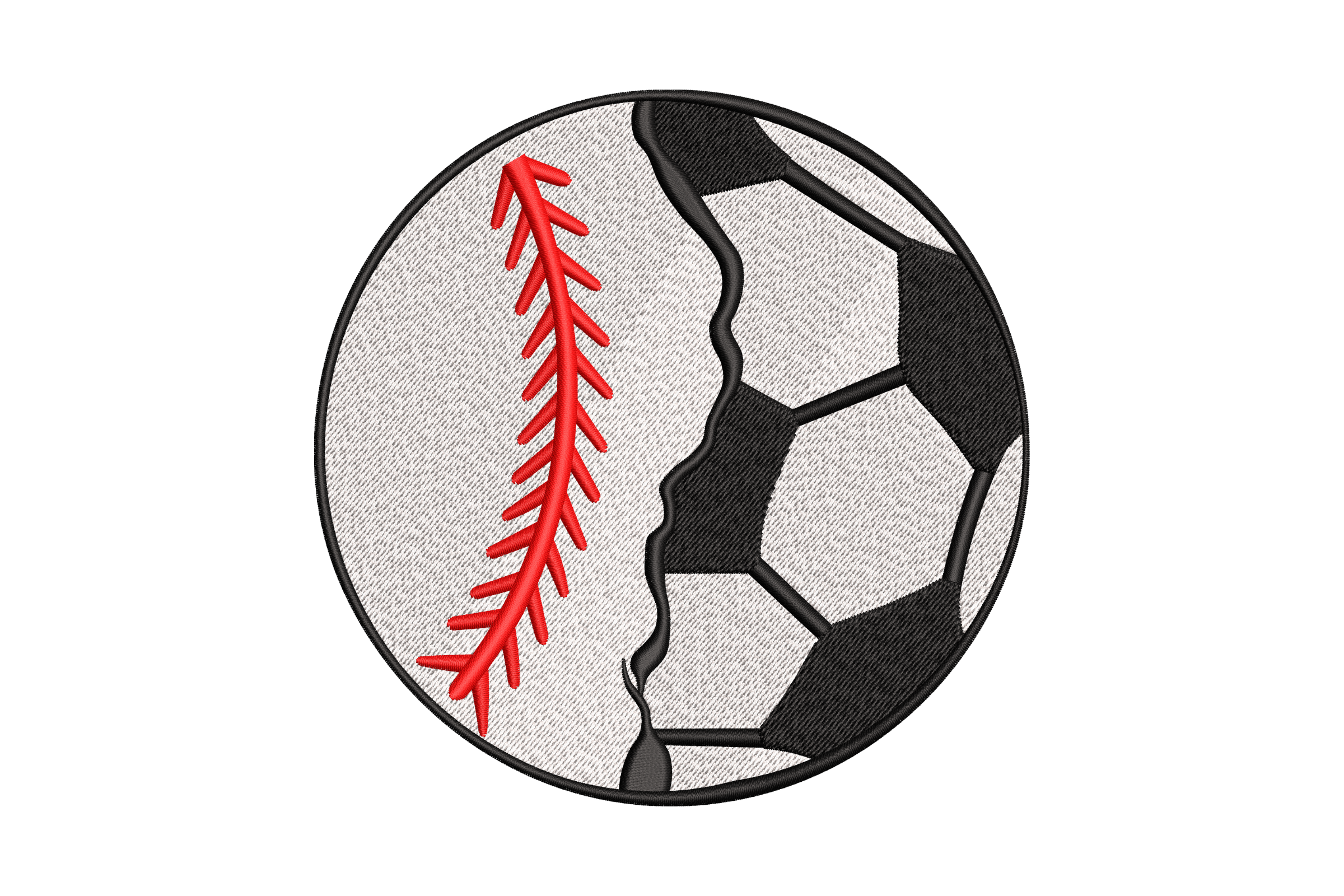 Free Baseball and Soccer Split Ball Embroidery Design