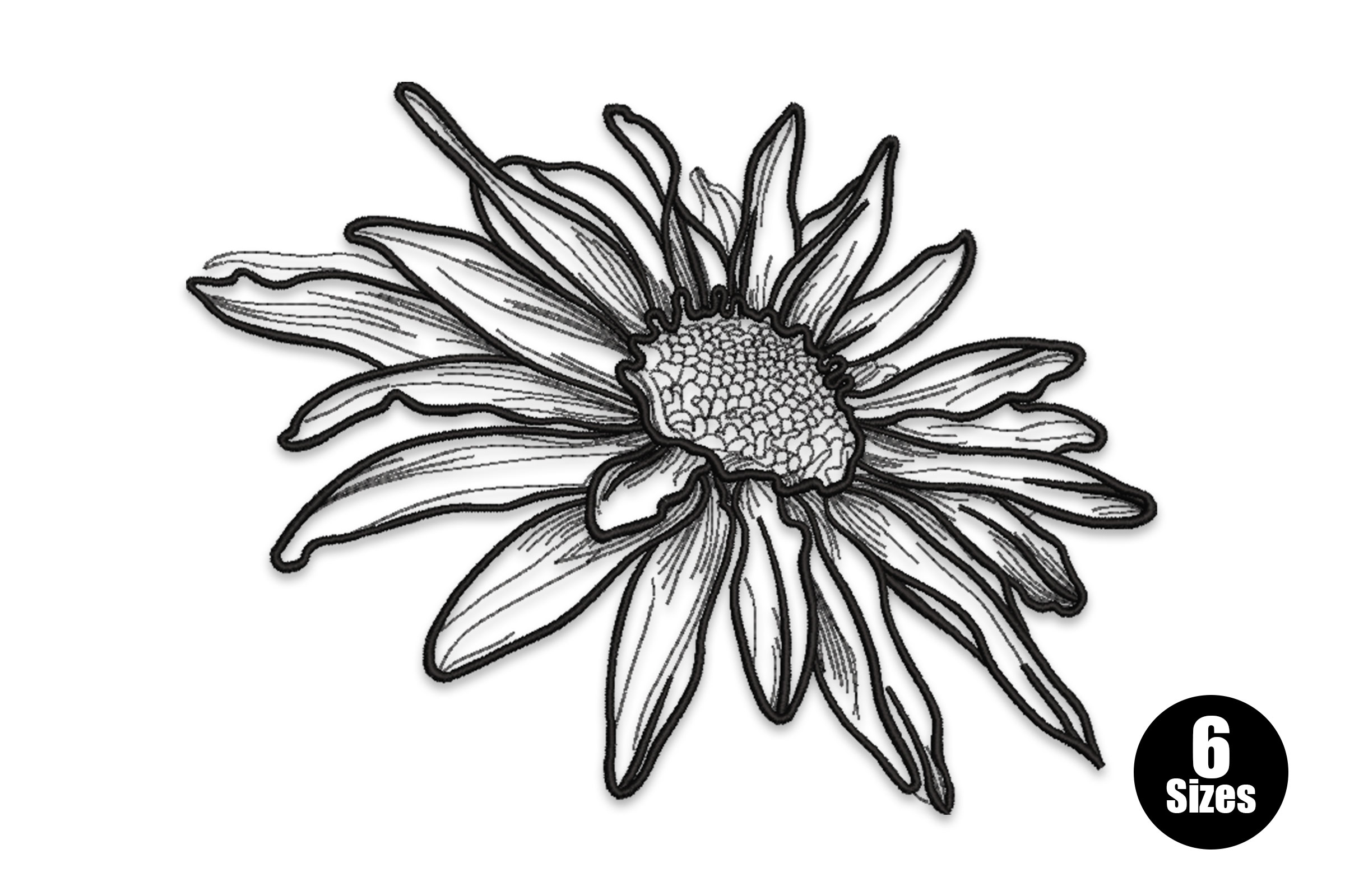 Blackwork Daisy Flower Embroidery Design