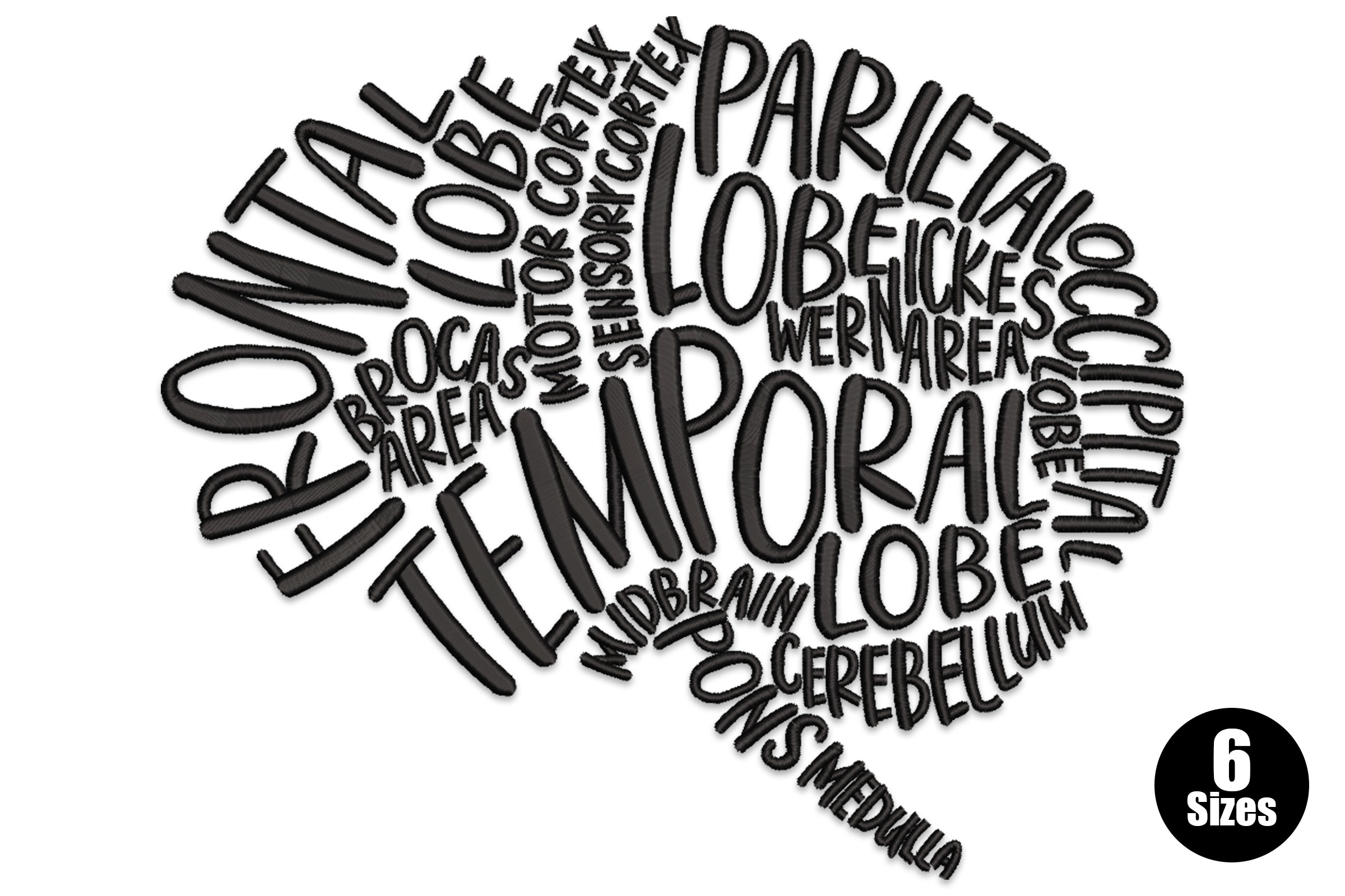 Brain Word Art Embroidery Design
