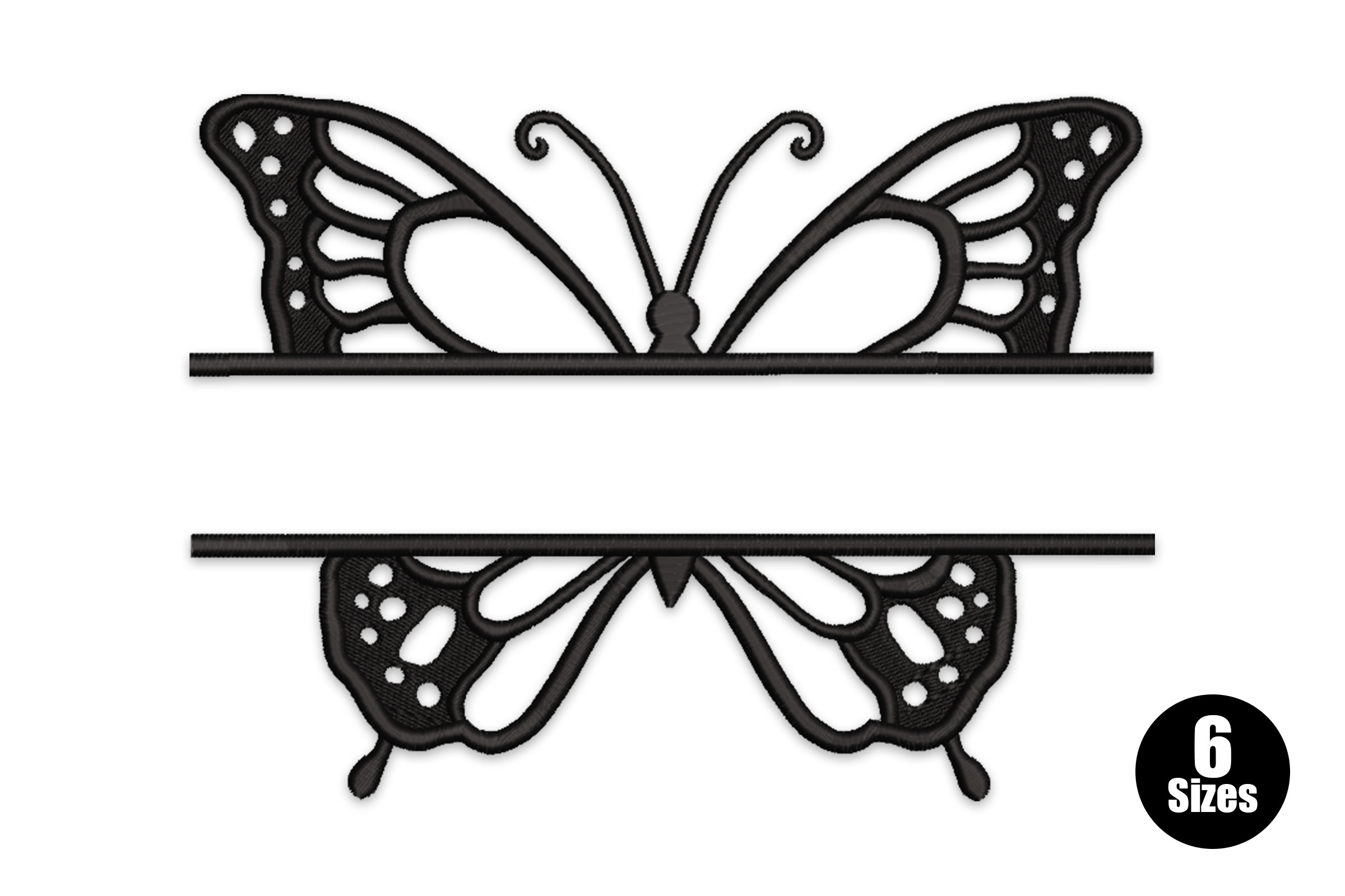 Butterfly Split Monogram Frame Embroidery Design
