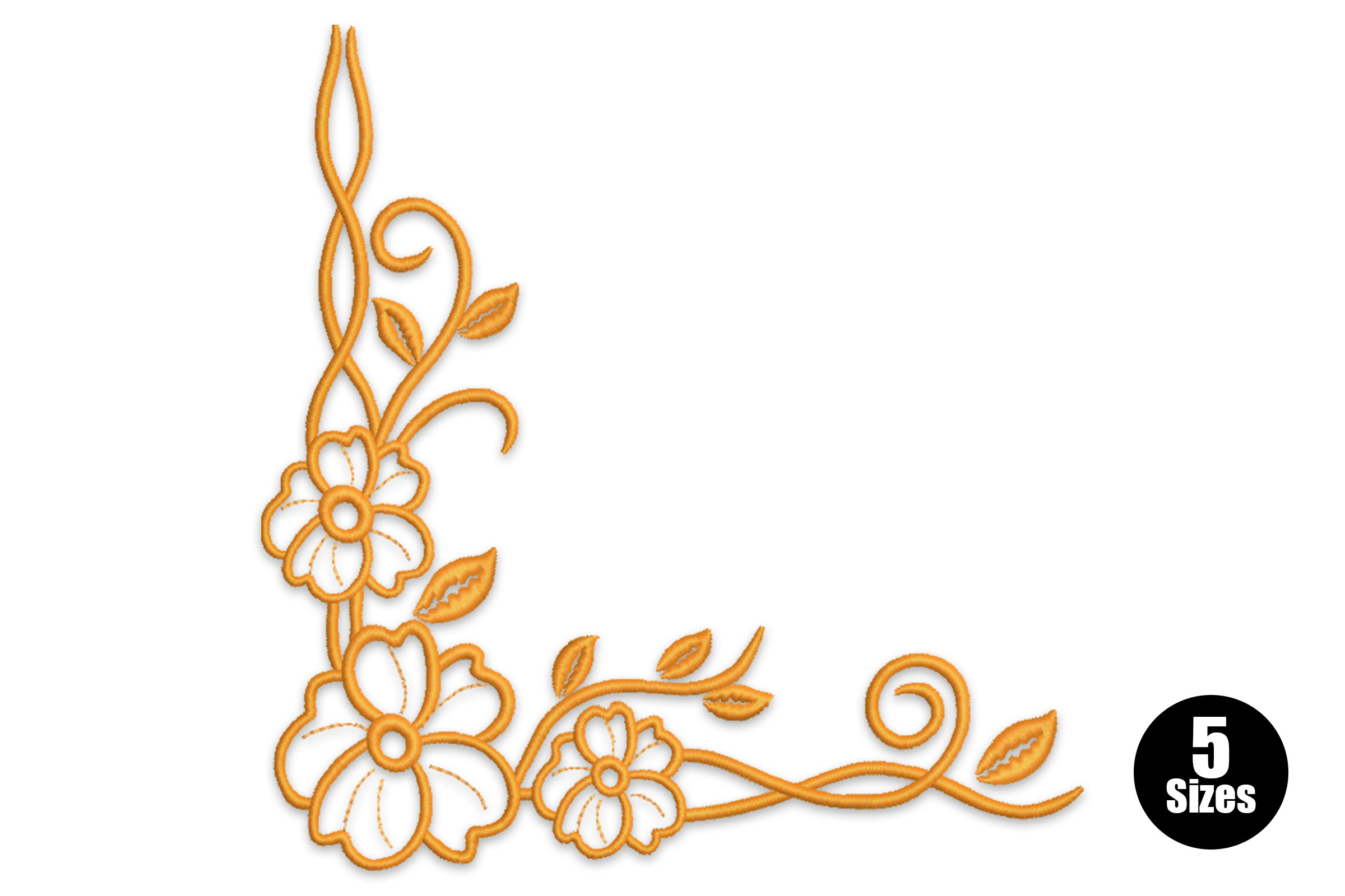 Classic Floral Corner Embroidery Design