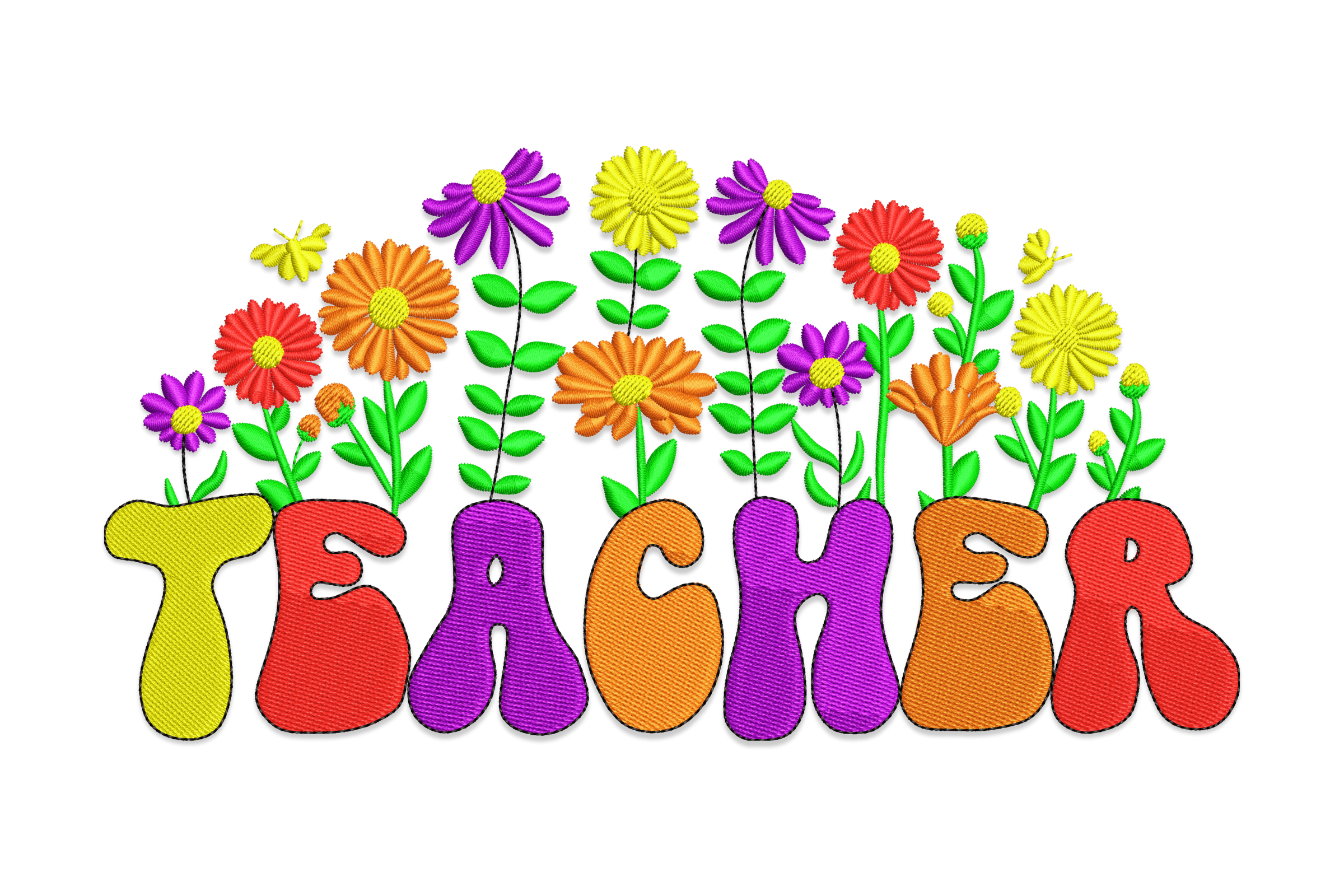 Free Colorful Teacher Embroidery Design - Embroidery Lover