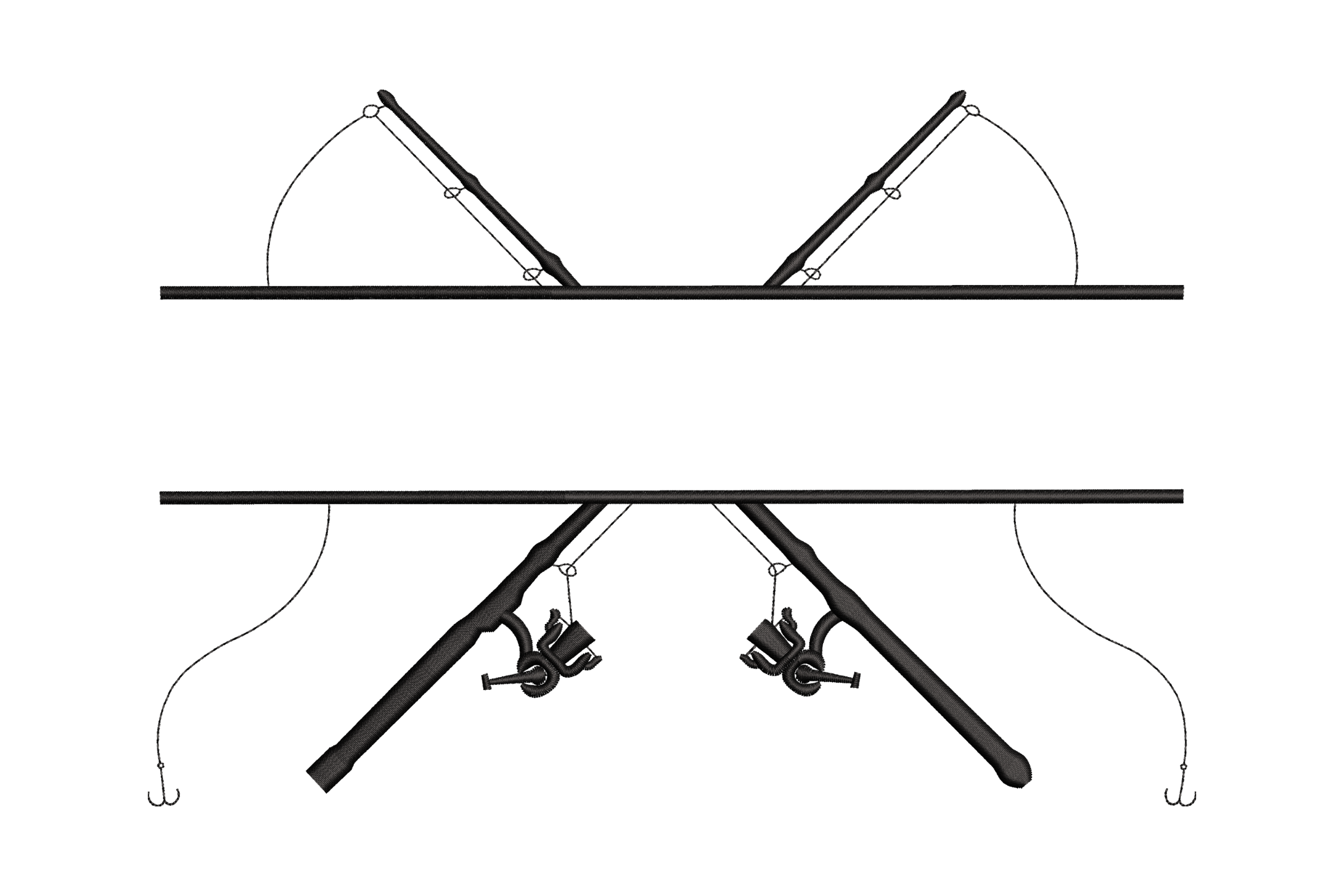 Crossed Fishing Rods Embroidery Design