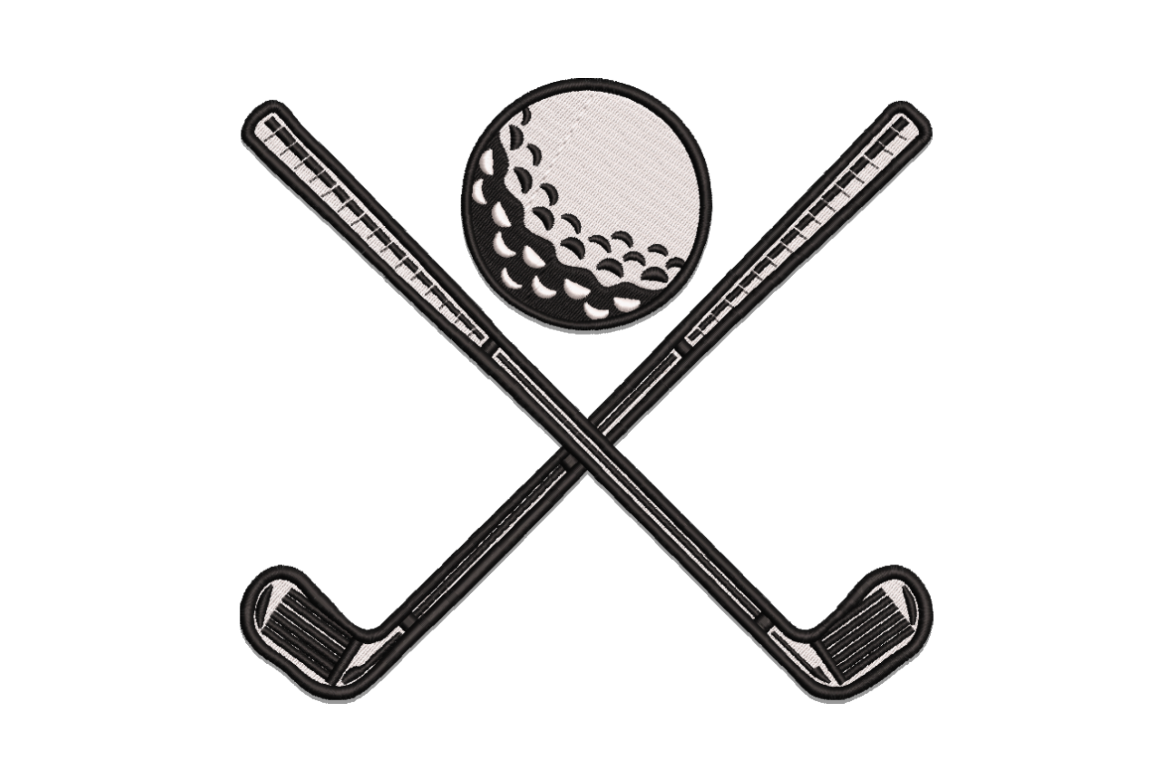 Free Crossed Golf Clubs and Ball Embroidery Design
