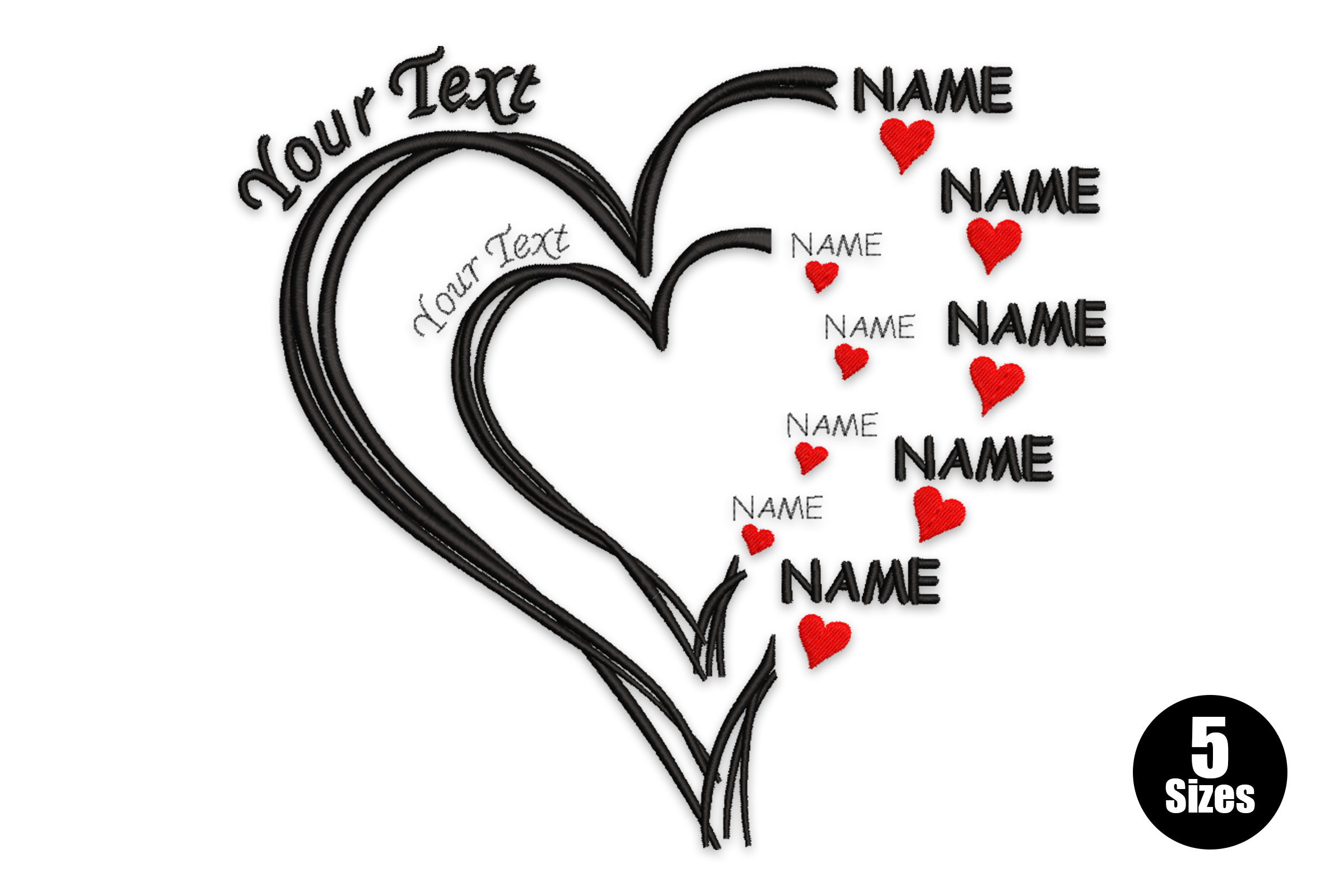 Custom Heart Family Tree Embroidery Design