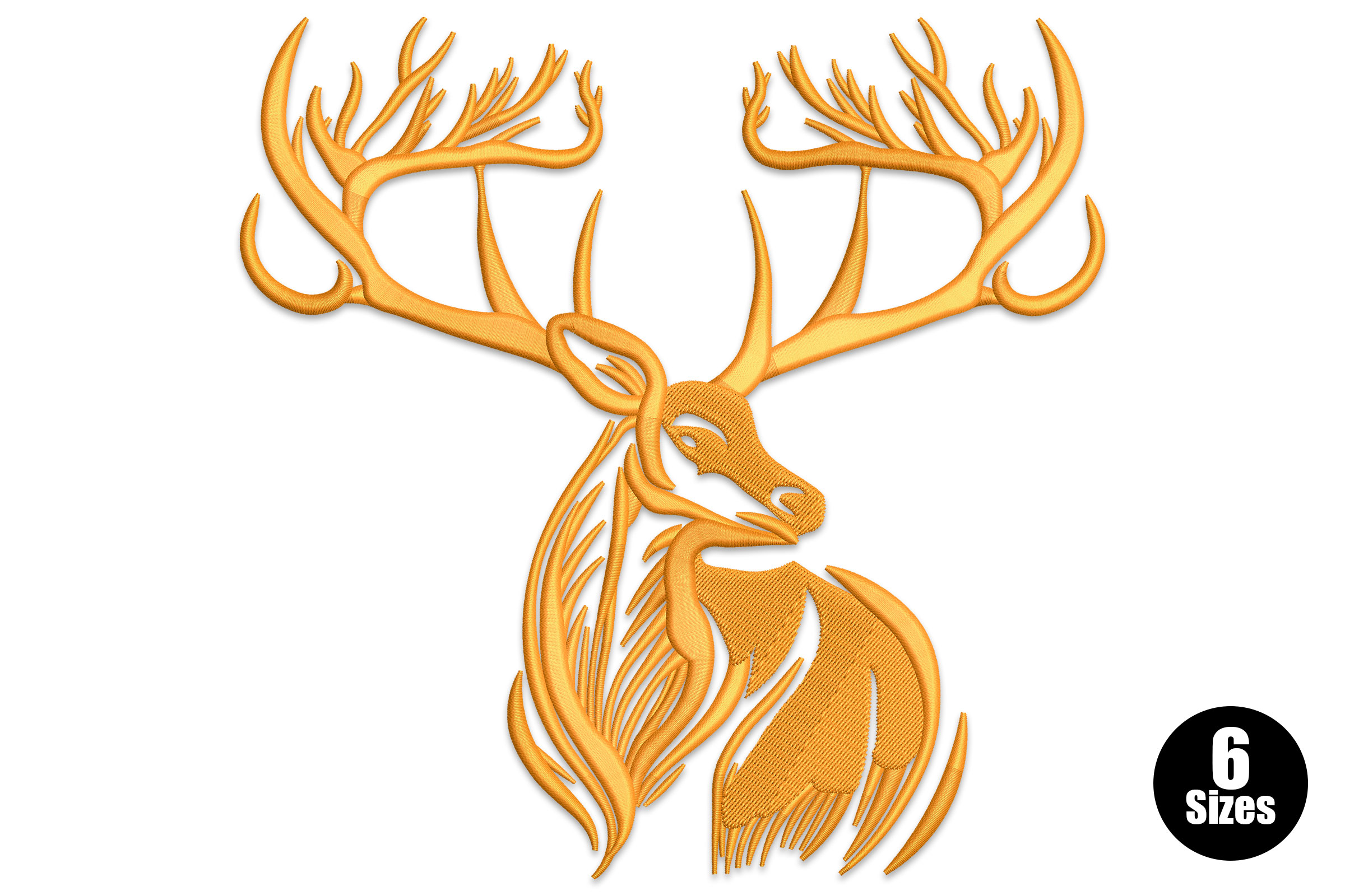 Deer Antler Buck Head Embroidery Design