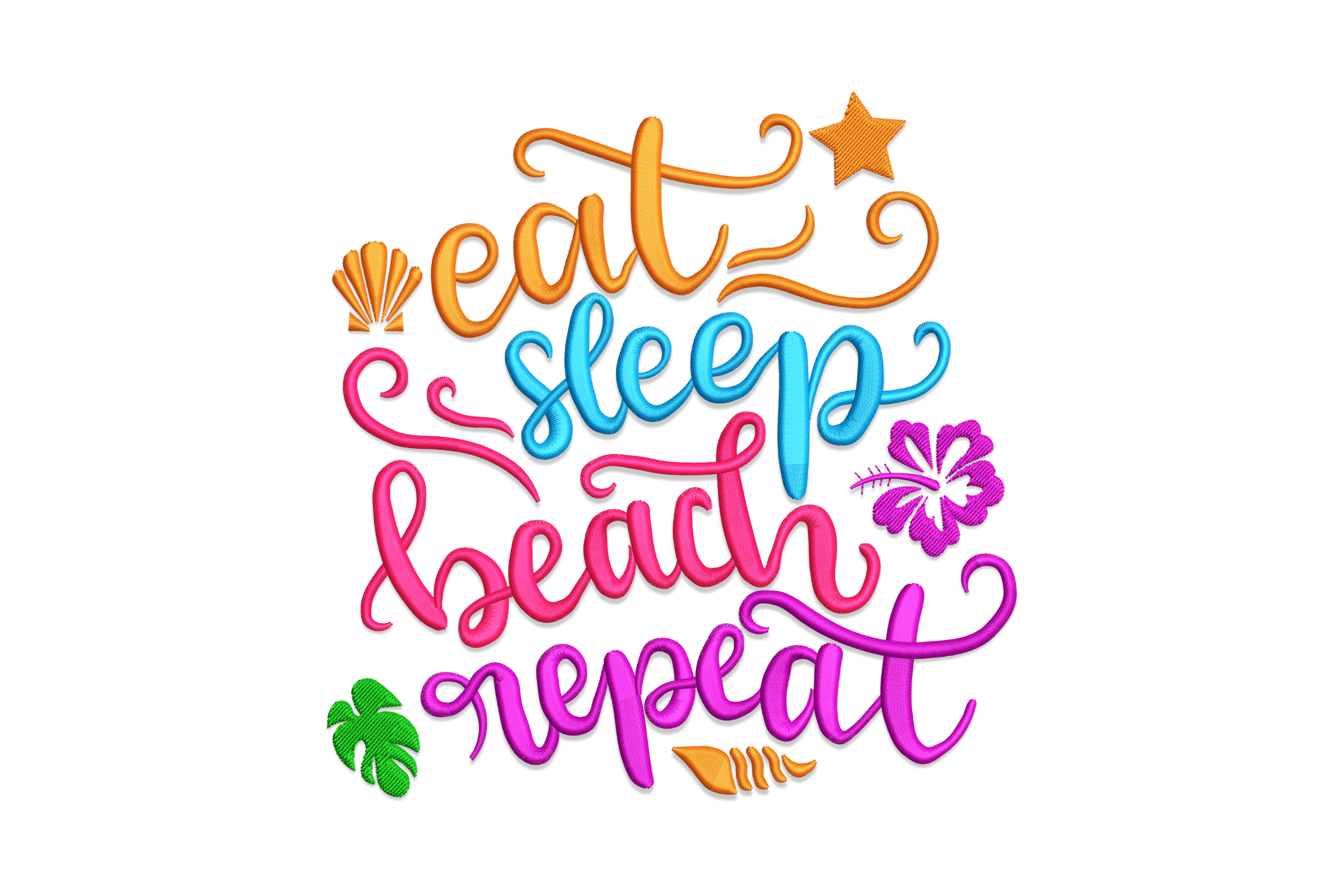 Eat Sleep Beach Repeat Embroidery Design