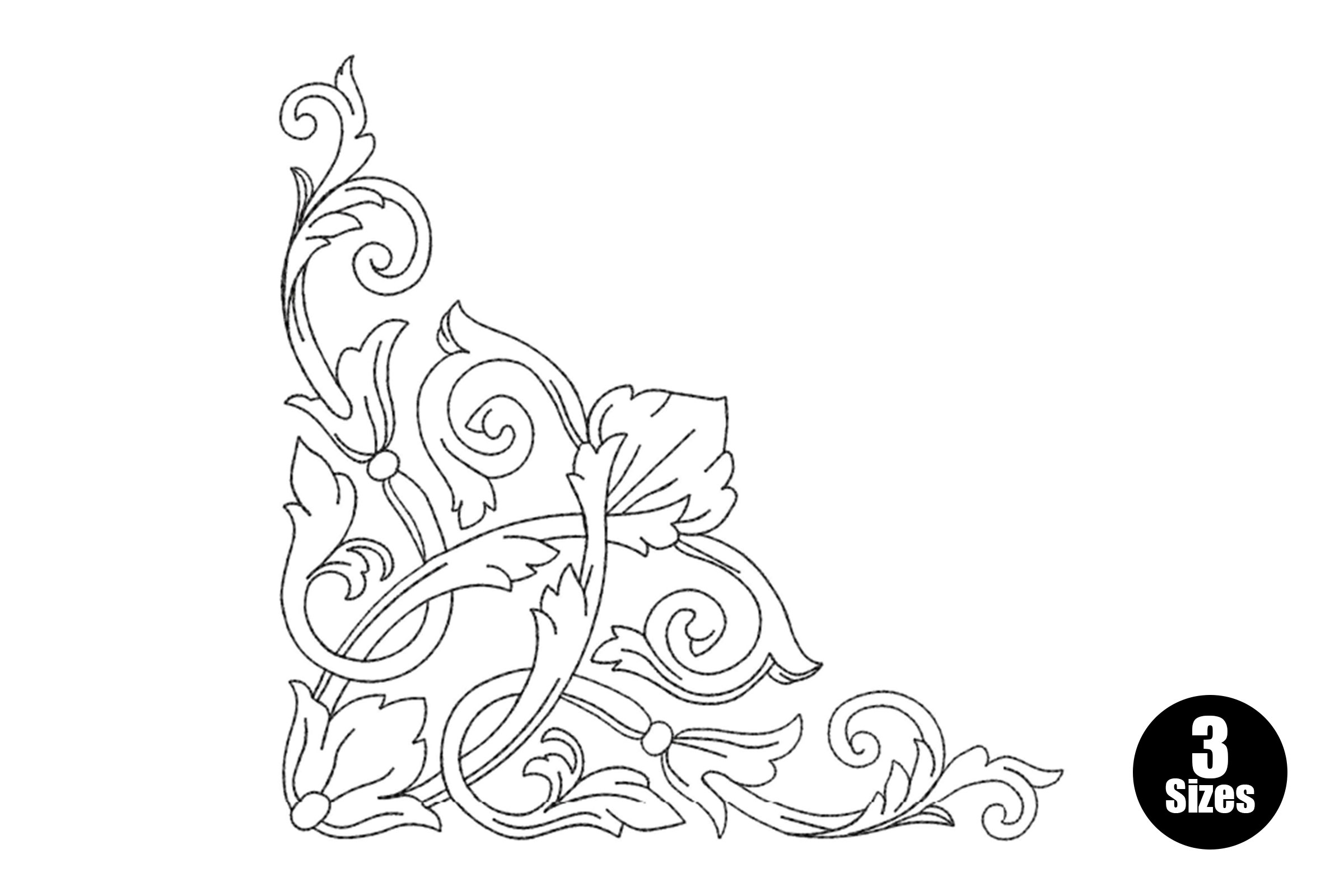 Elegant Corner Floral Embroidery Design