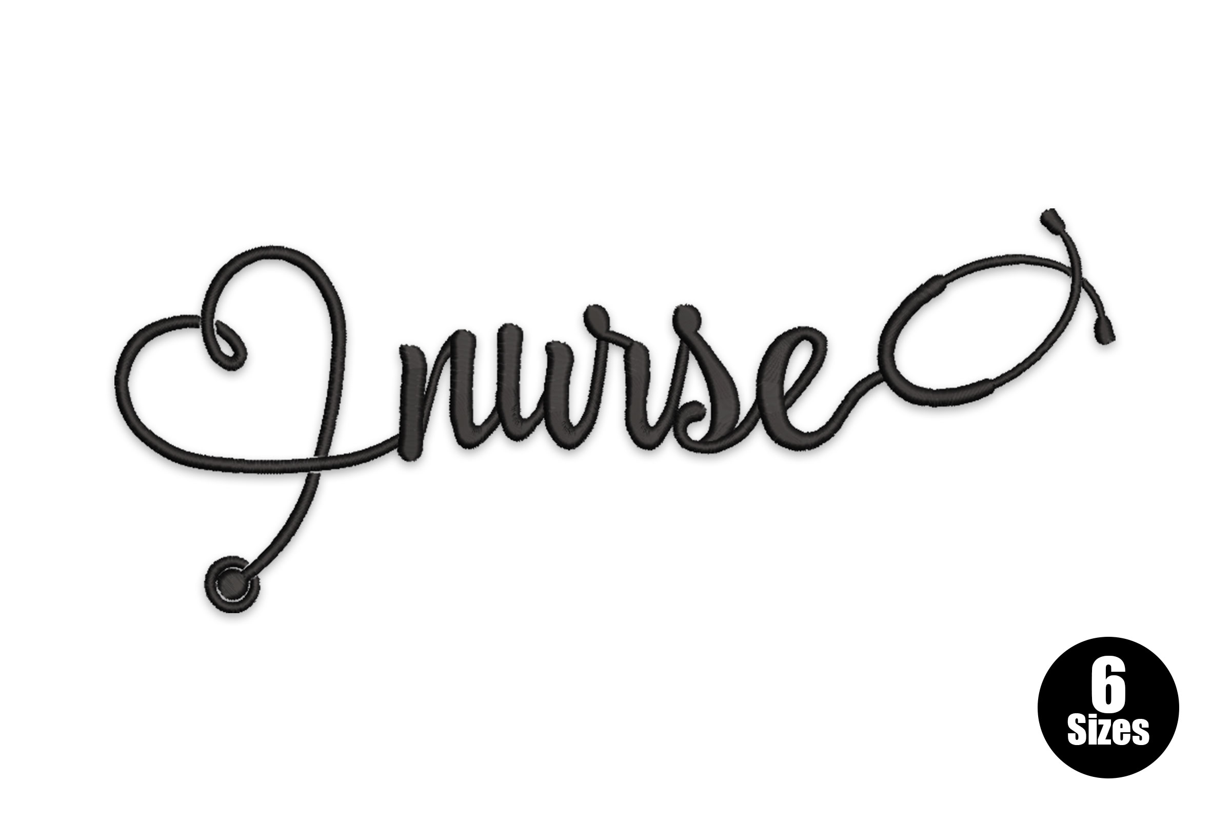 Elegant Nurse Stethoscope Script Embroidery Design