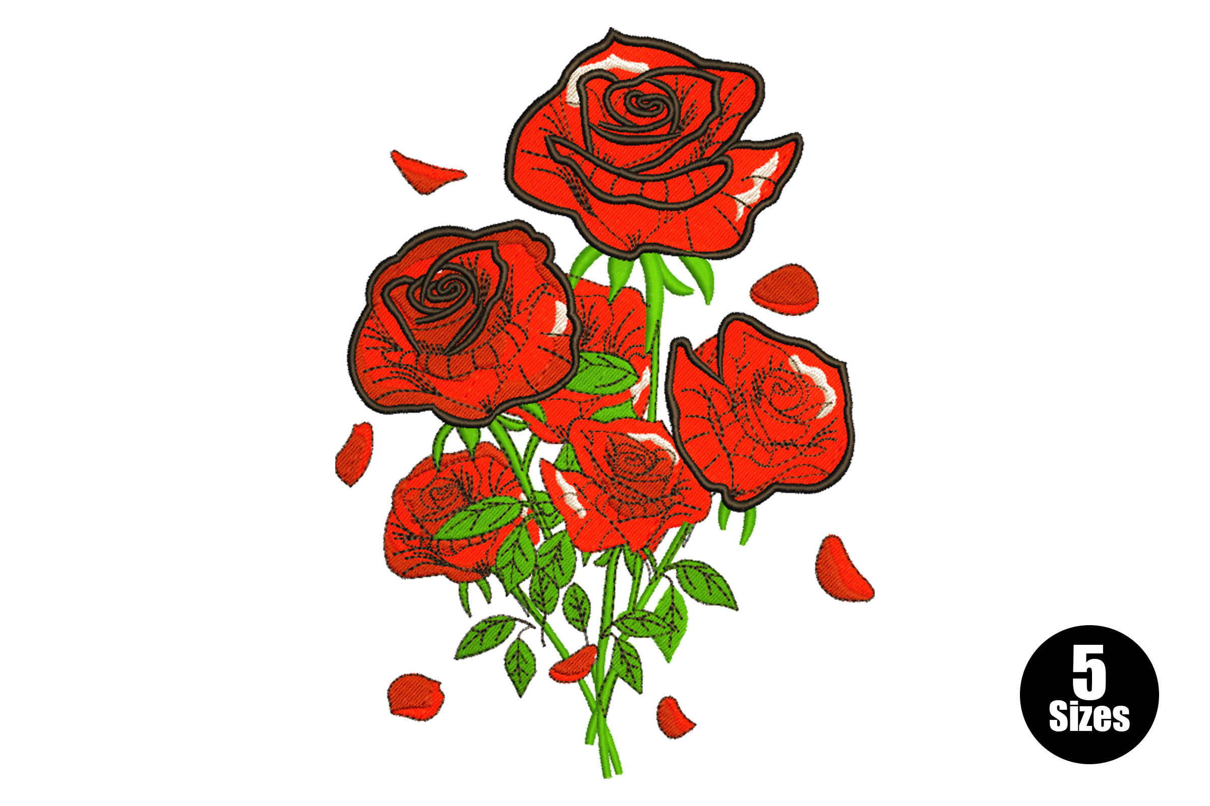 Elegant Red Roses Embroidery Design
