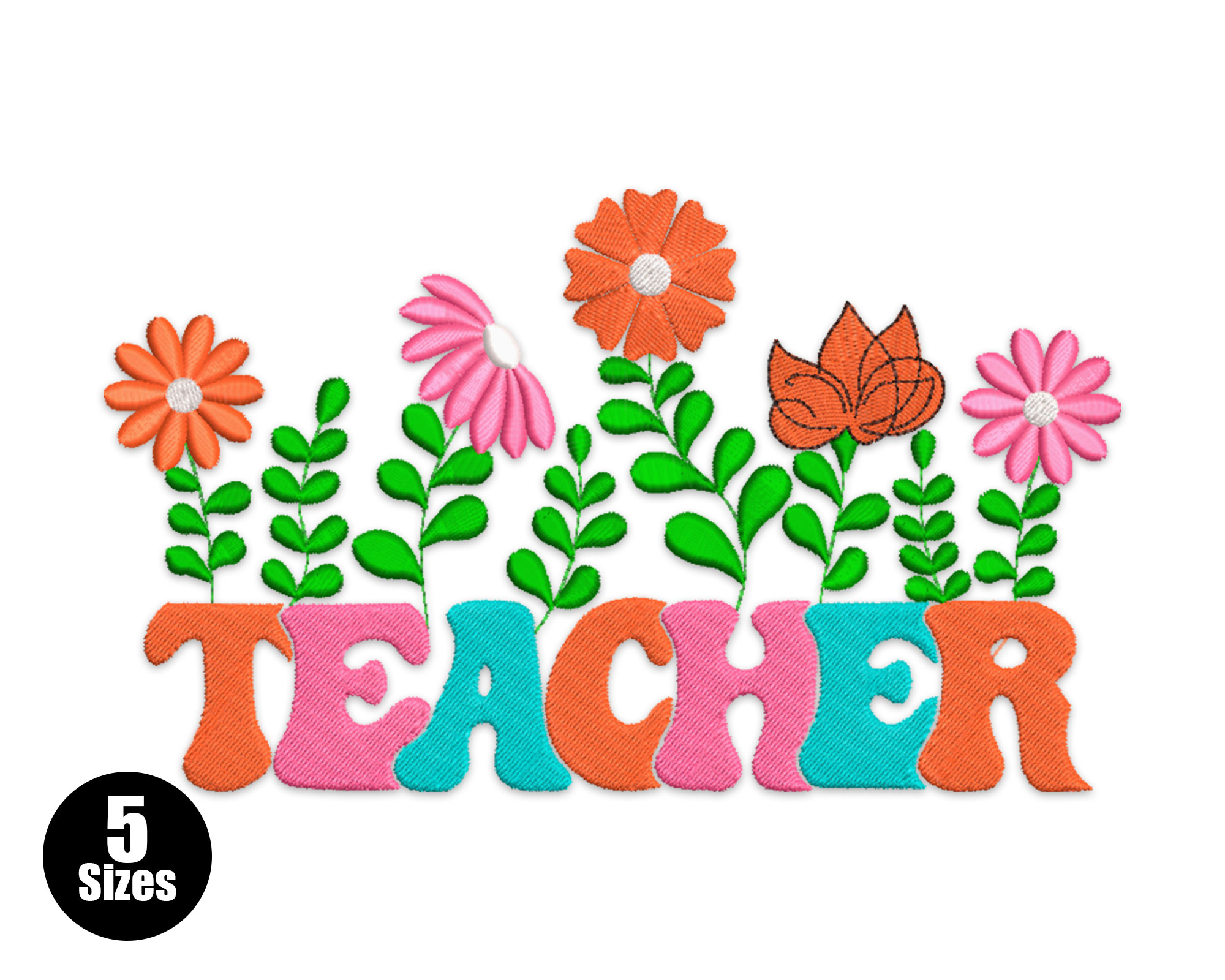 Free Teacher Floral Embroidery Design