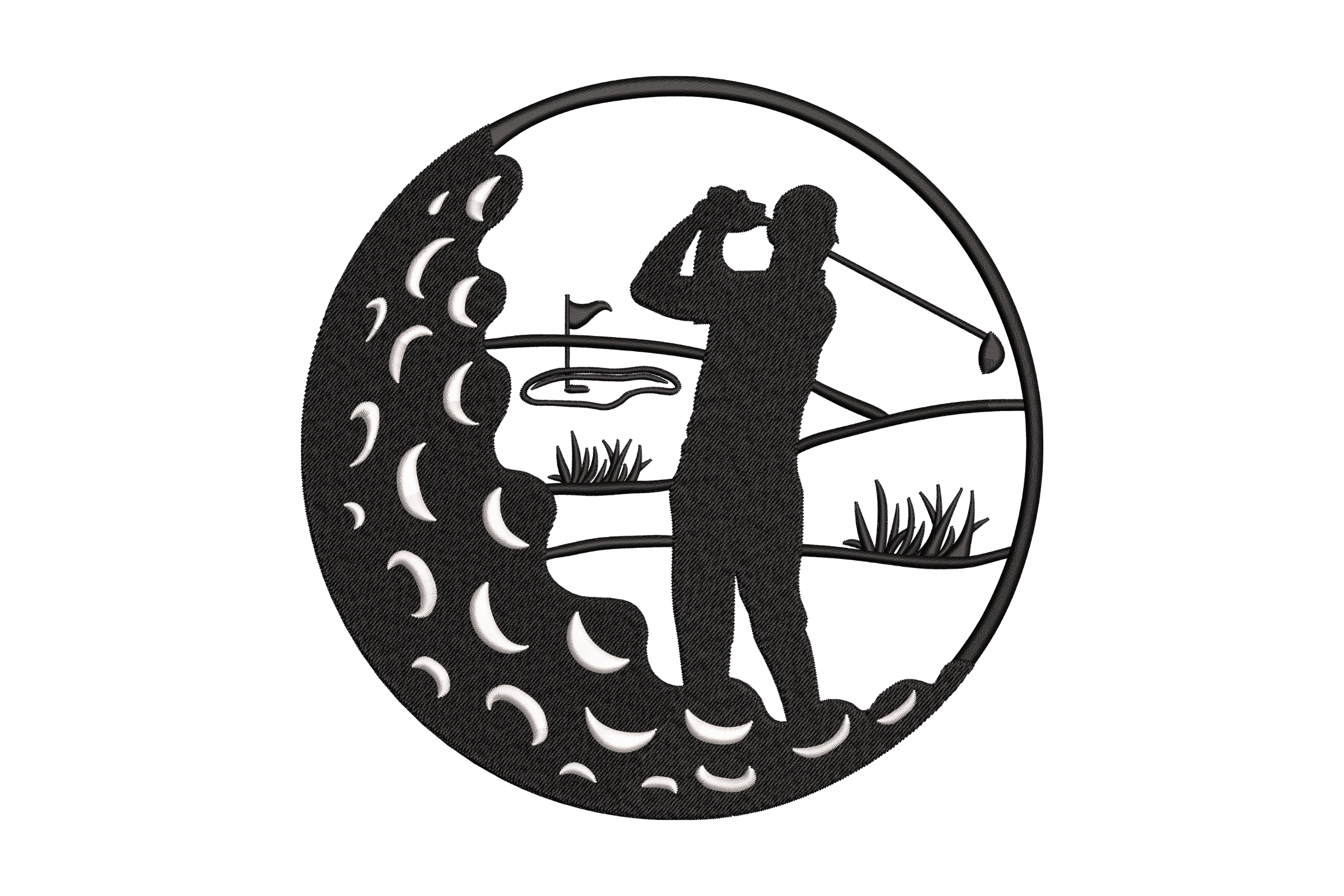 Golf Swing Silhouette Embroidery Design