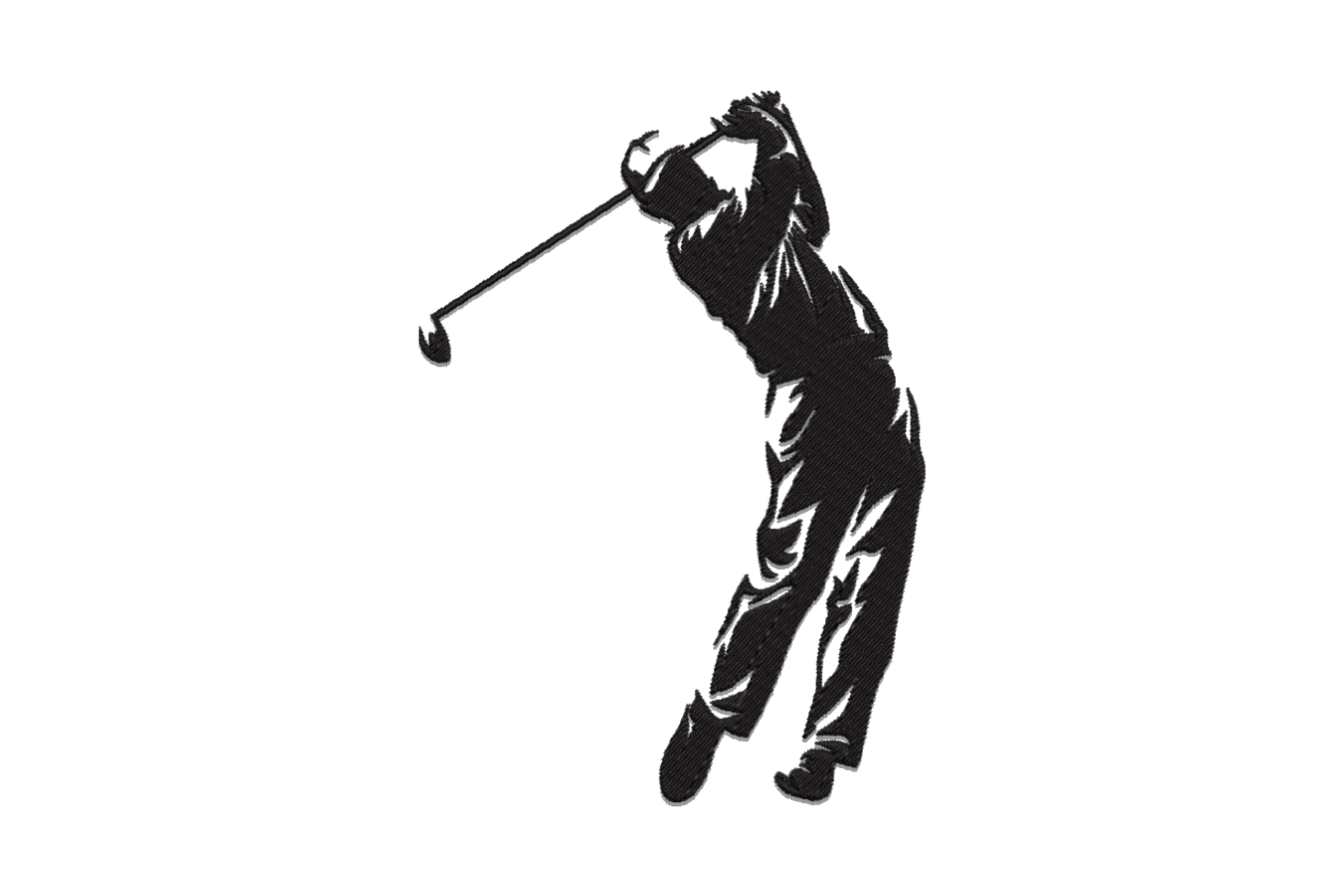 Golfer Swing Silhouette Embroidery Design