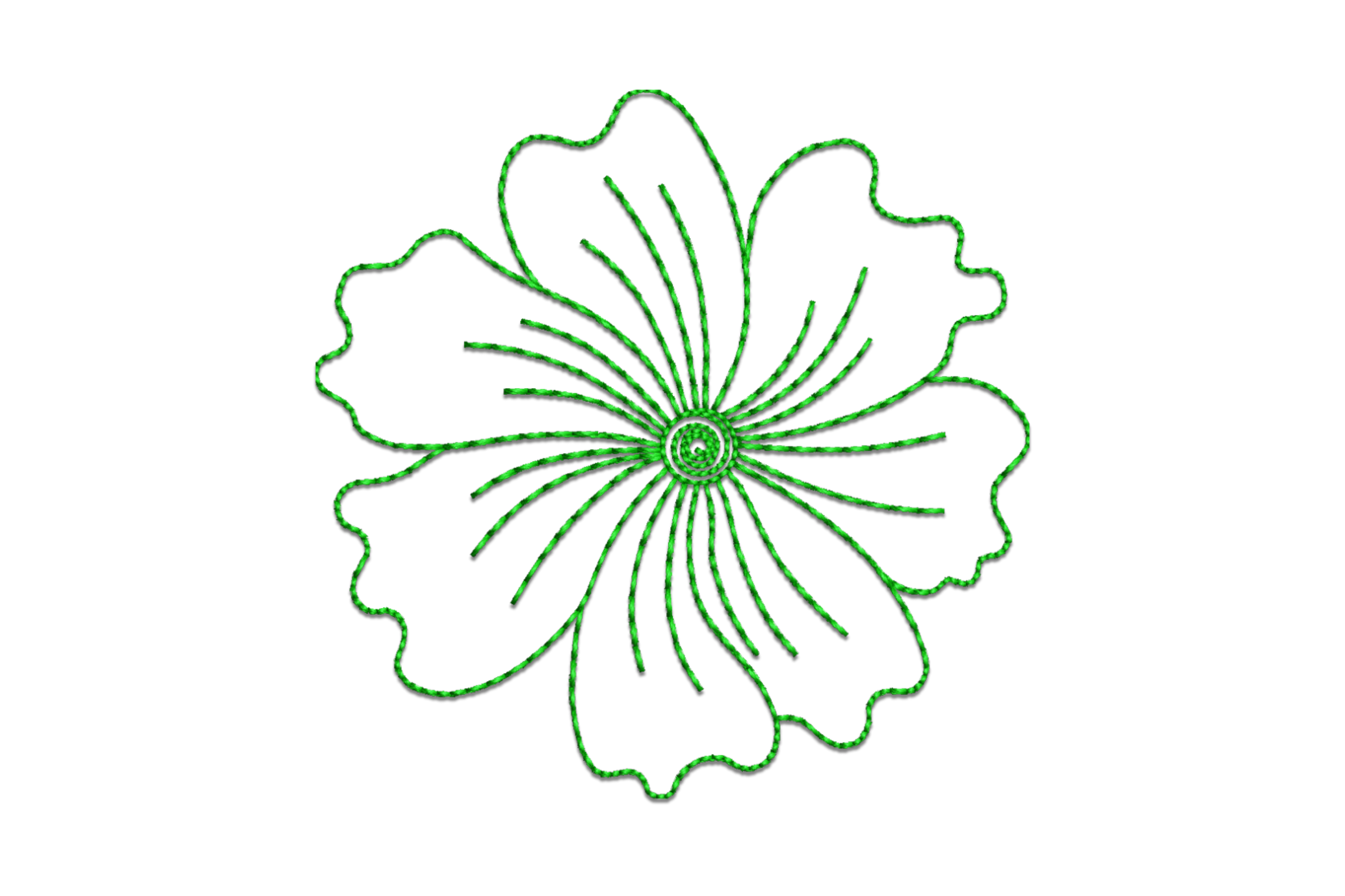 Green Outline Flower Embroidery Design