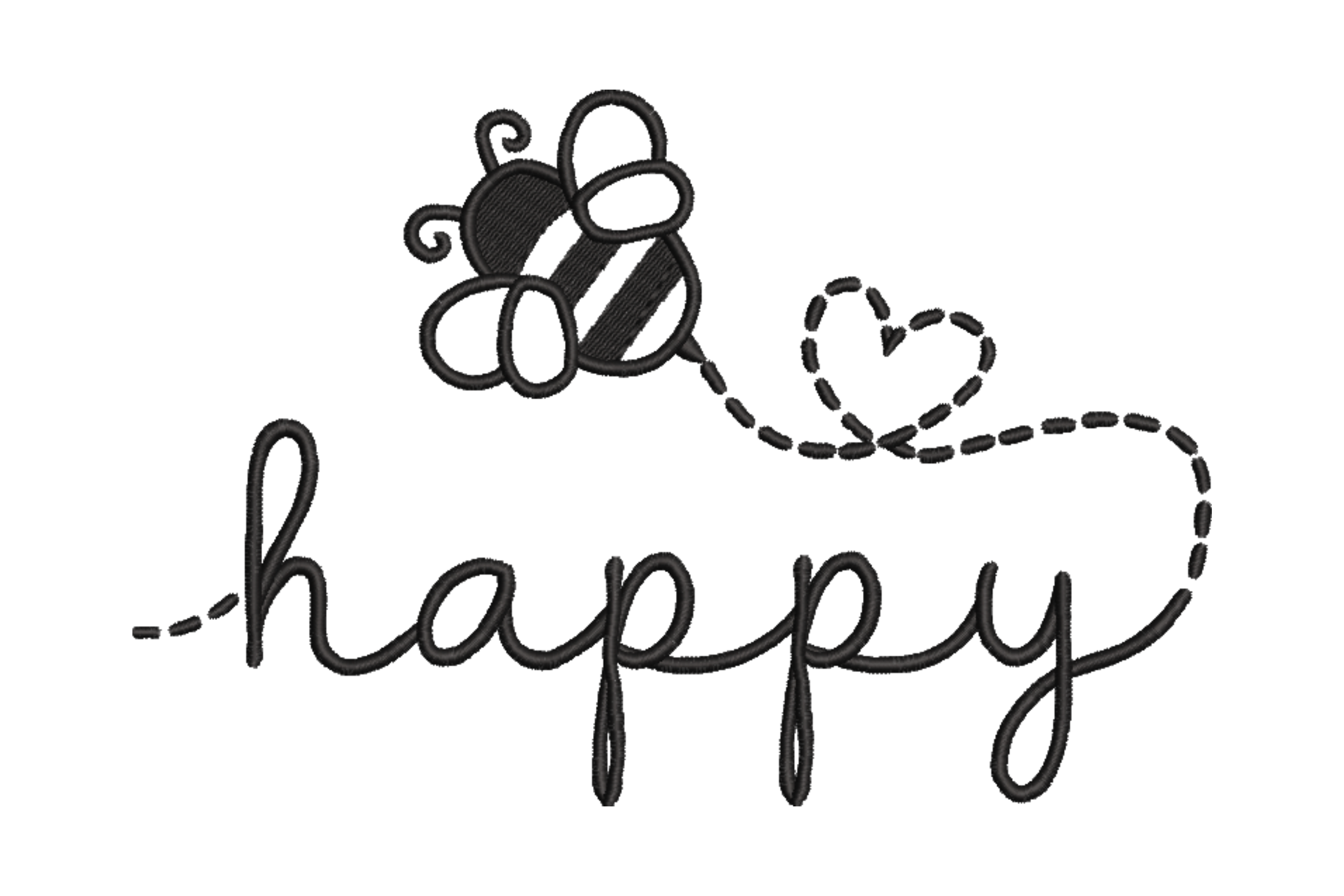 Happy Bee with Heart Trail Embroidery Design