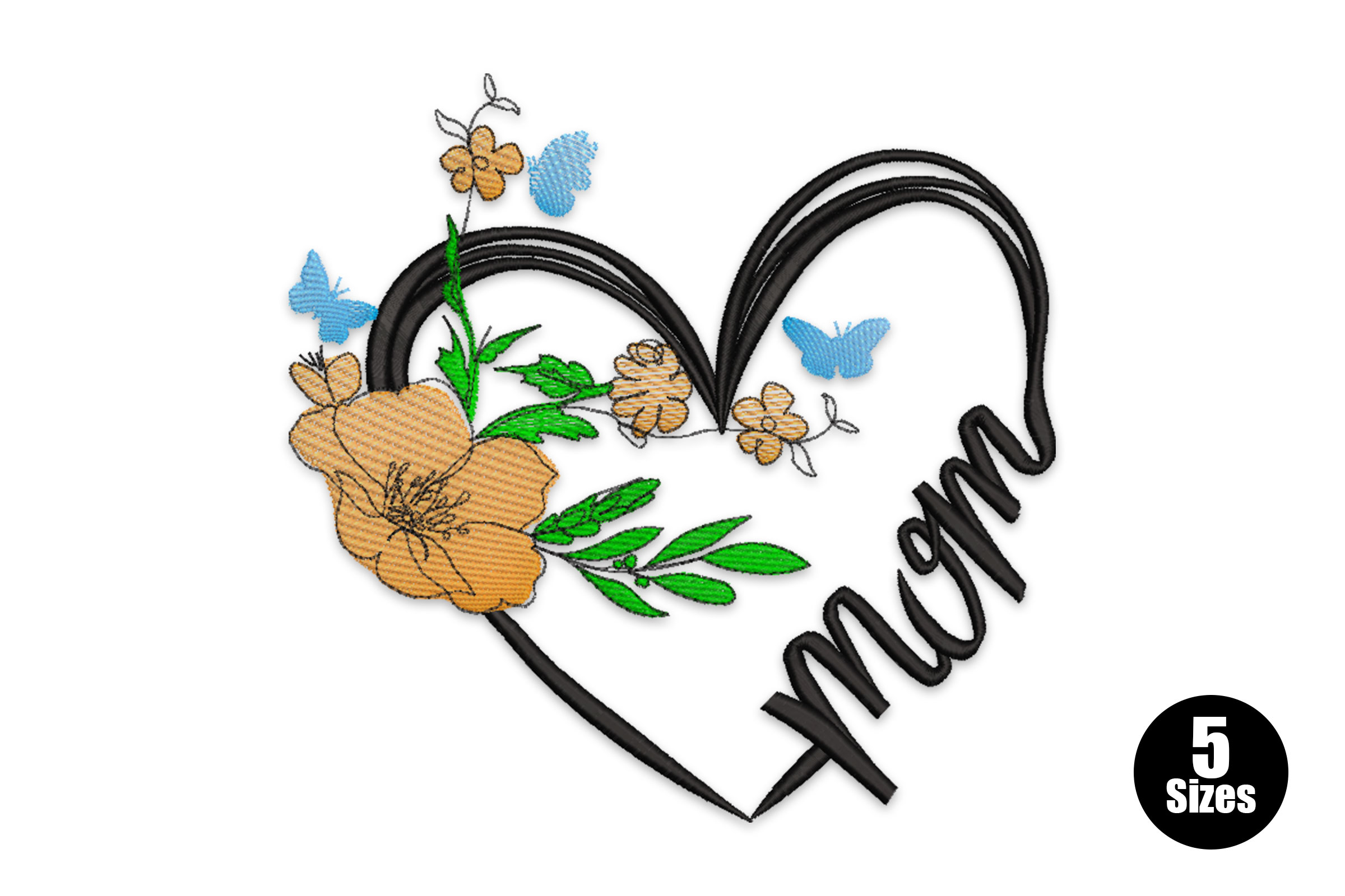 Heart Floral Mom Embroidery Design