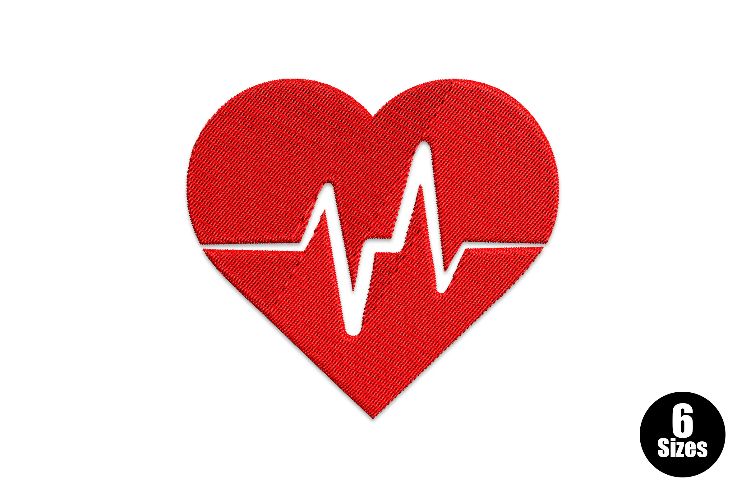 Heartbeat Line Heart Embroidery Design