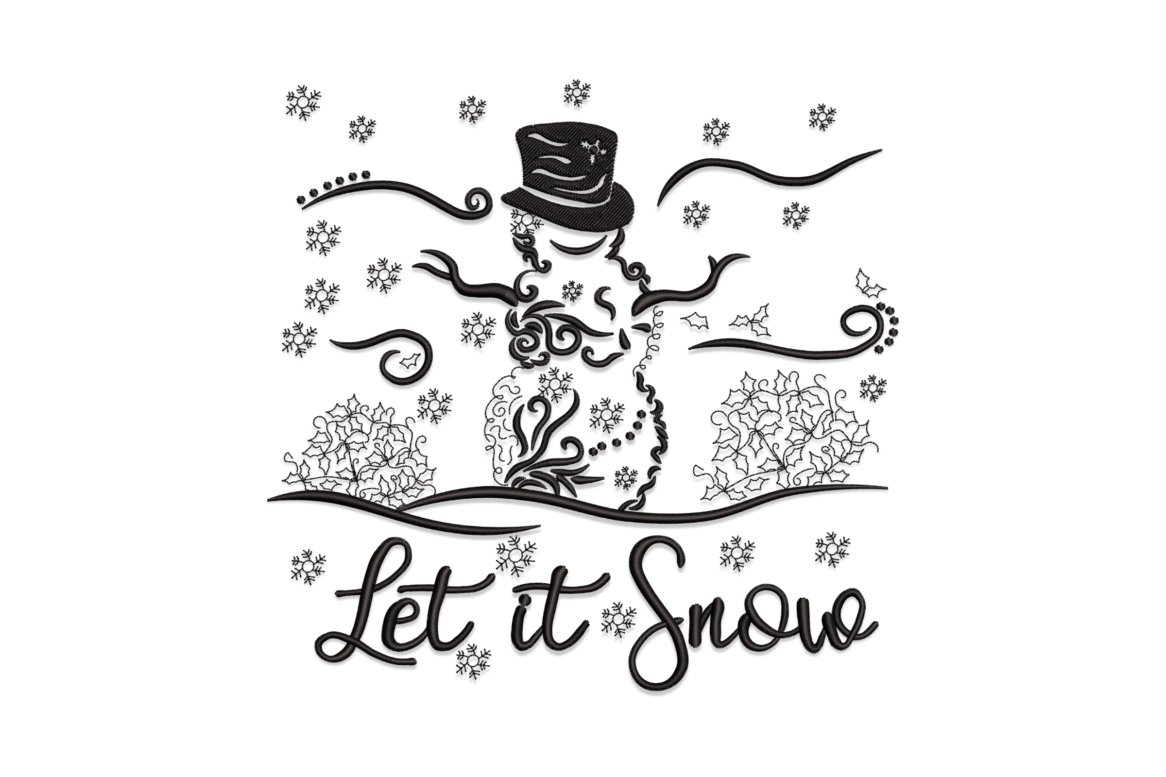 Let It Snow Snowman Embroidery Design