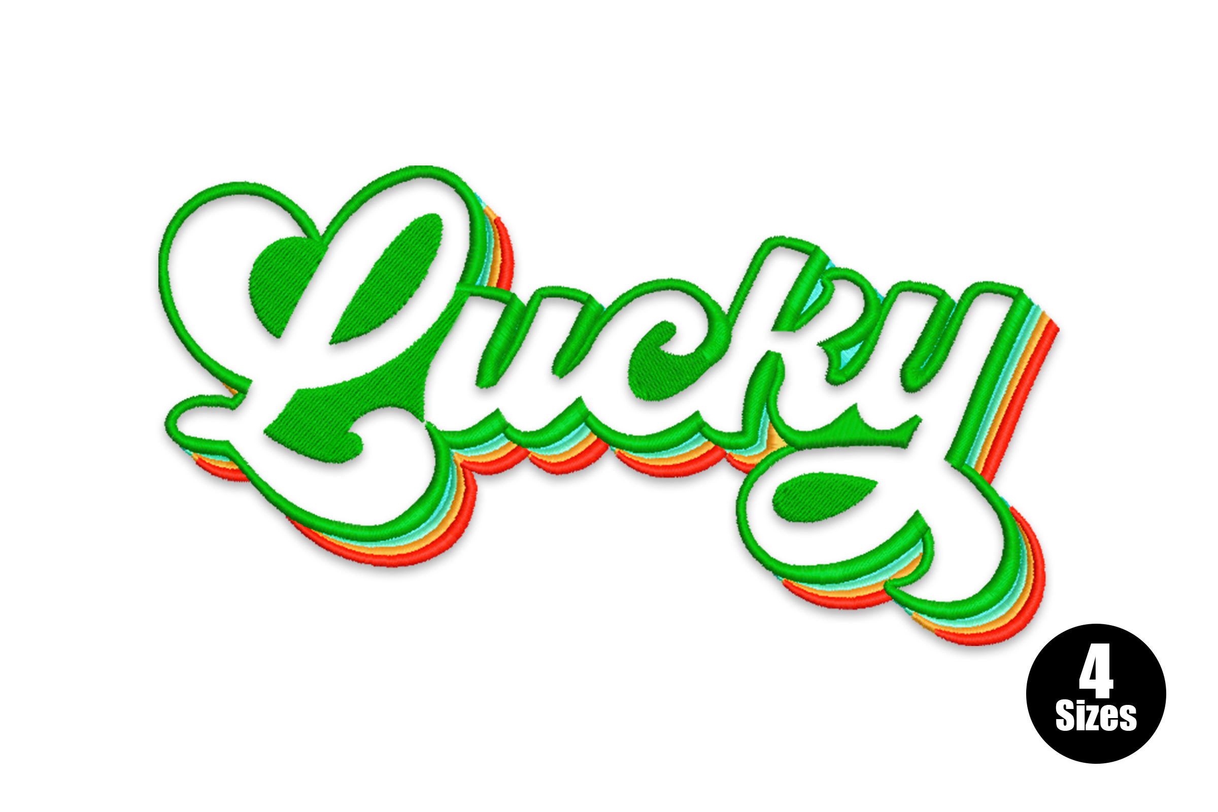 Lucky Word Art Embroidery Design
