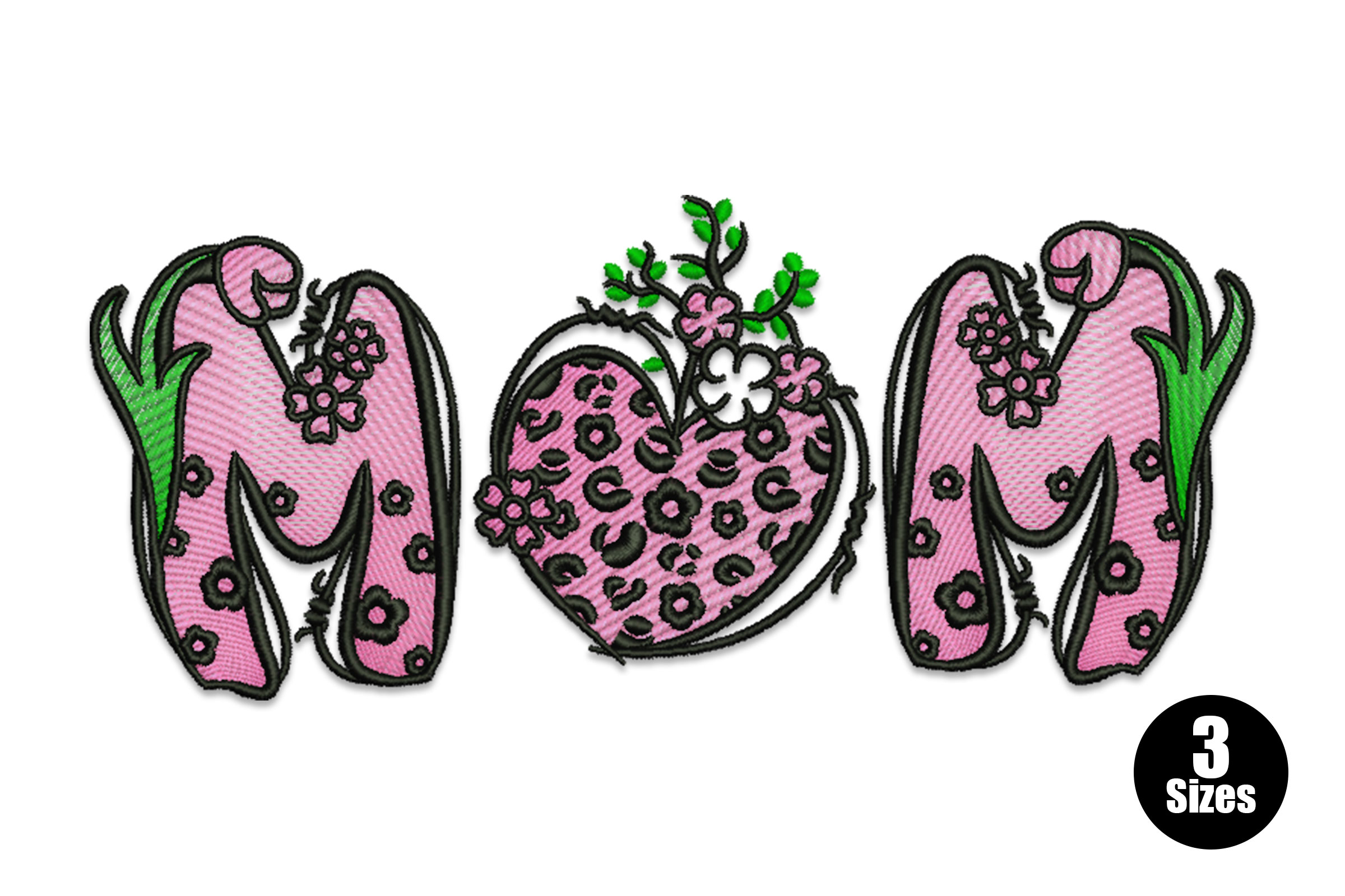 MOM Floral Heart Embroidery Design