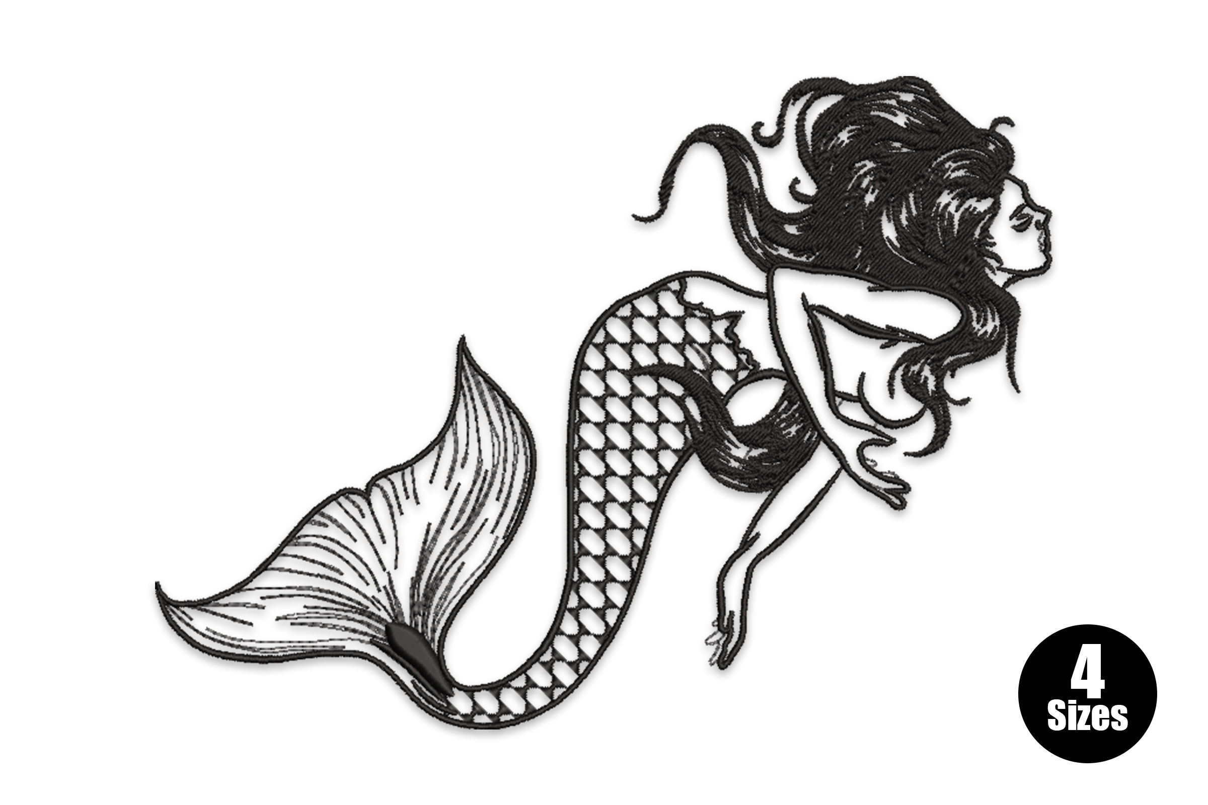 Mermaid Silhouette Embroidery Design