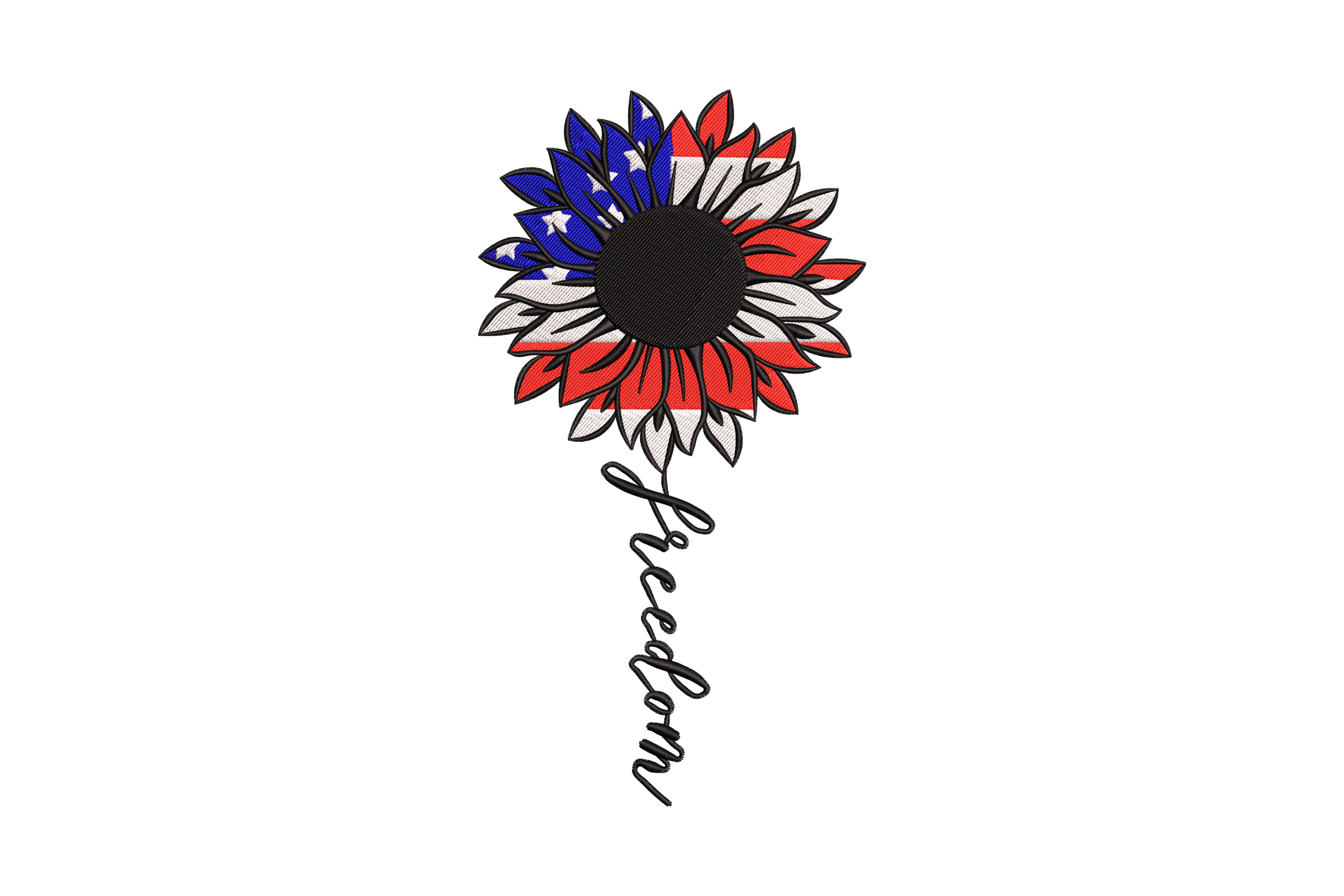 Patriotic Freedom Sunflower Embroidery Design