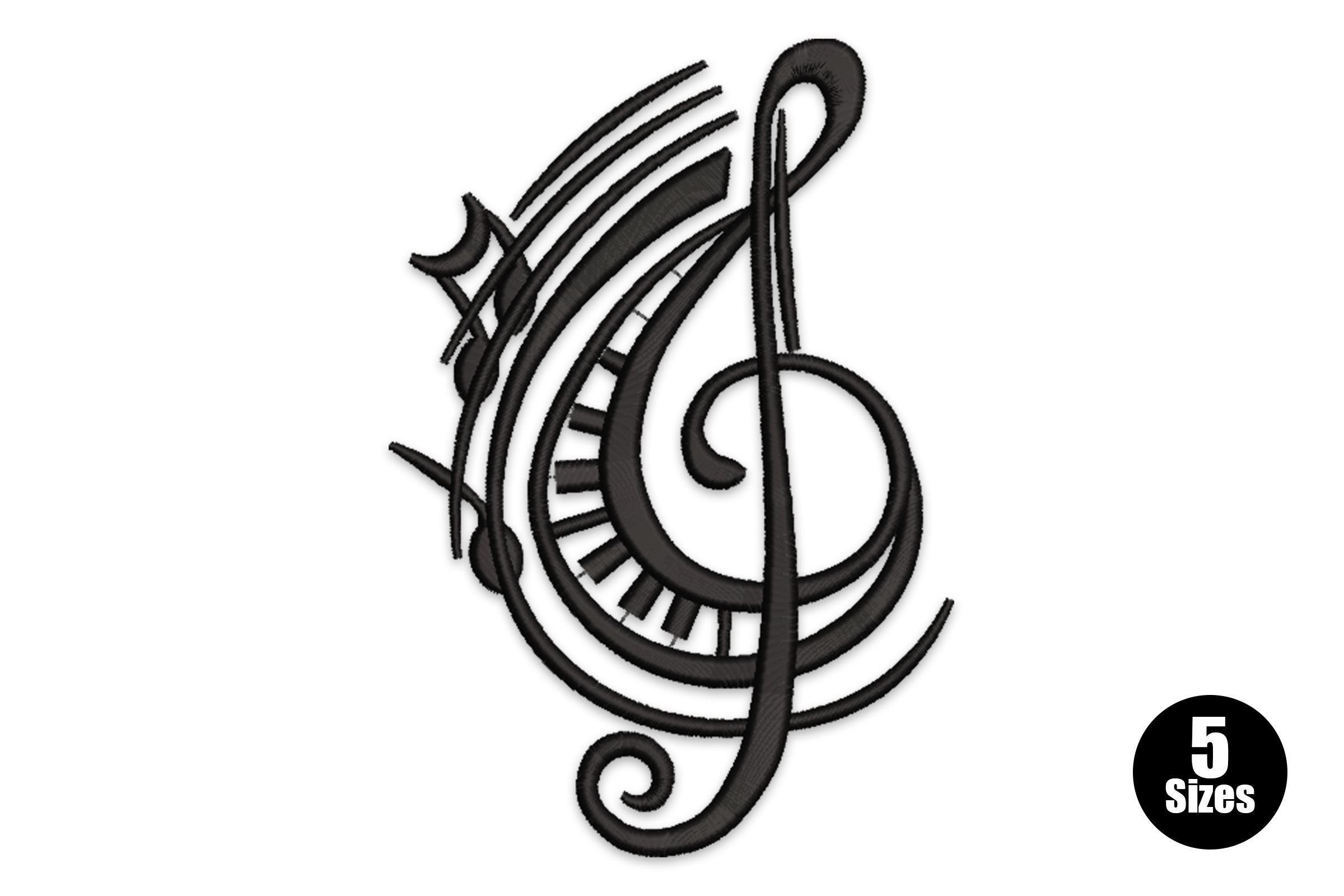 Piano Treble Clef Embroidery Design