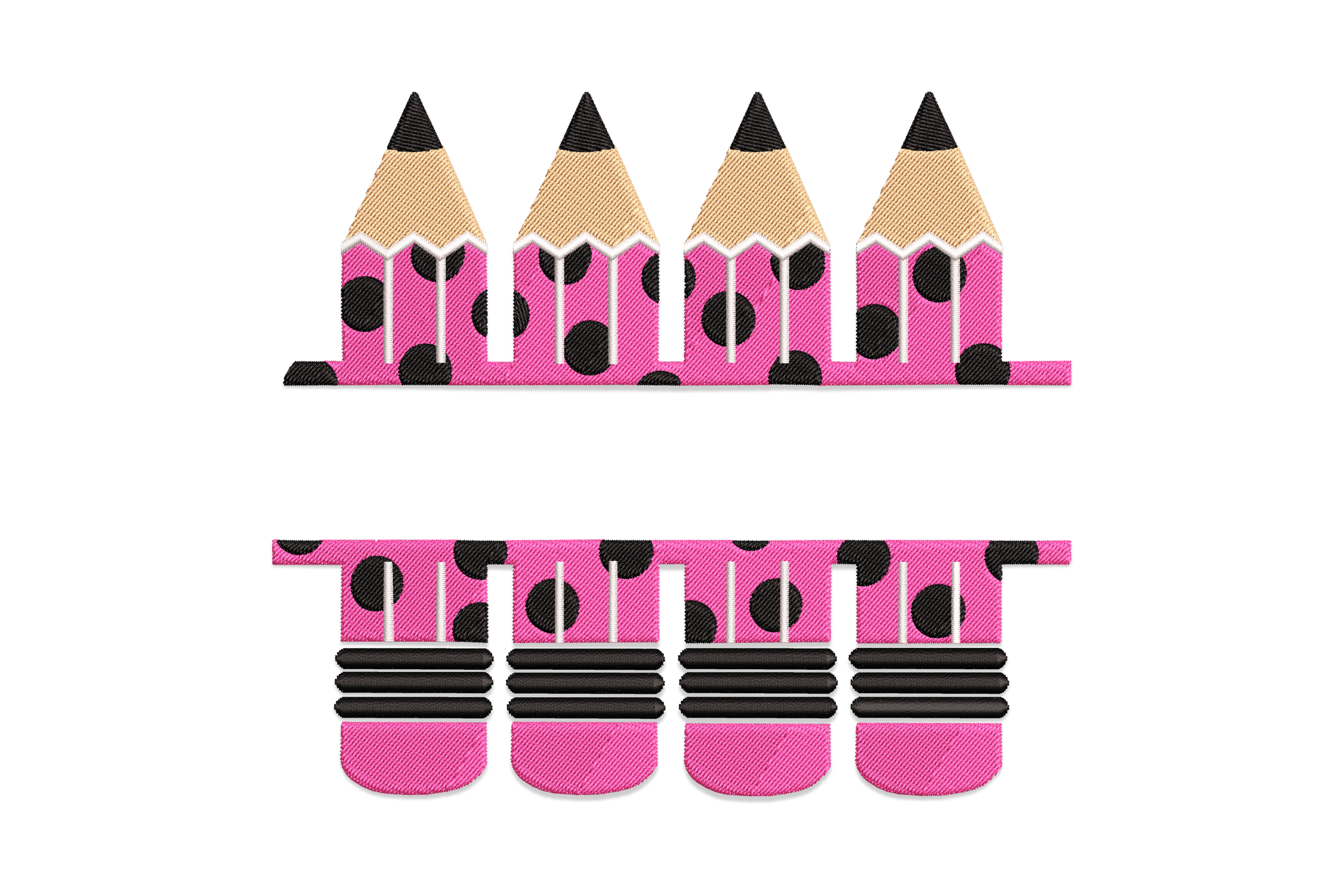 Pink Polka Dot Pencil Embroidery Design