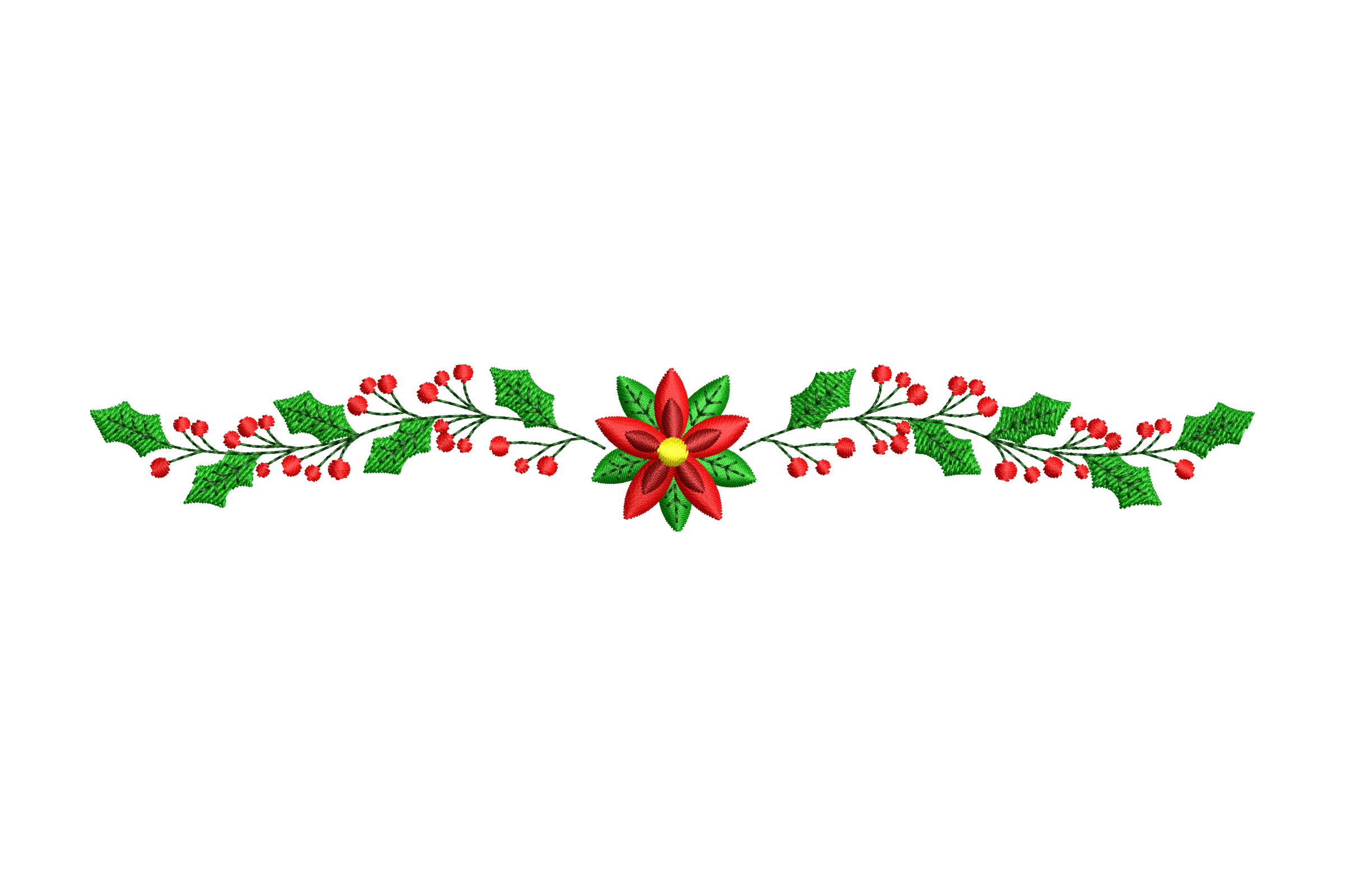 Free Poinsettia and Holly Border Embroidery Design