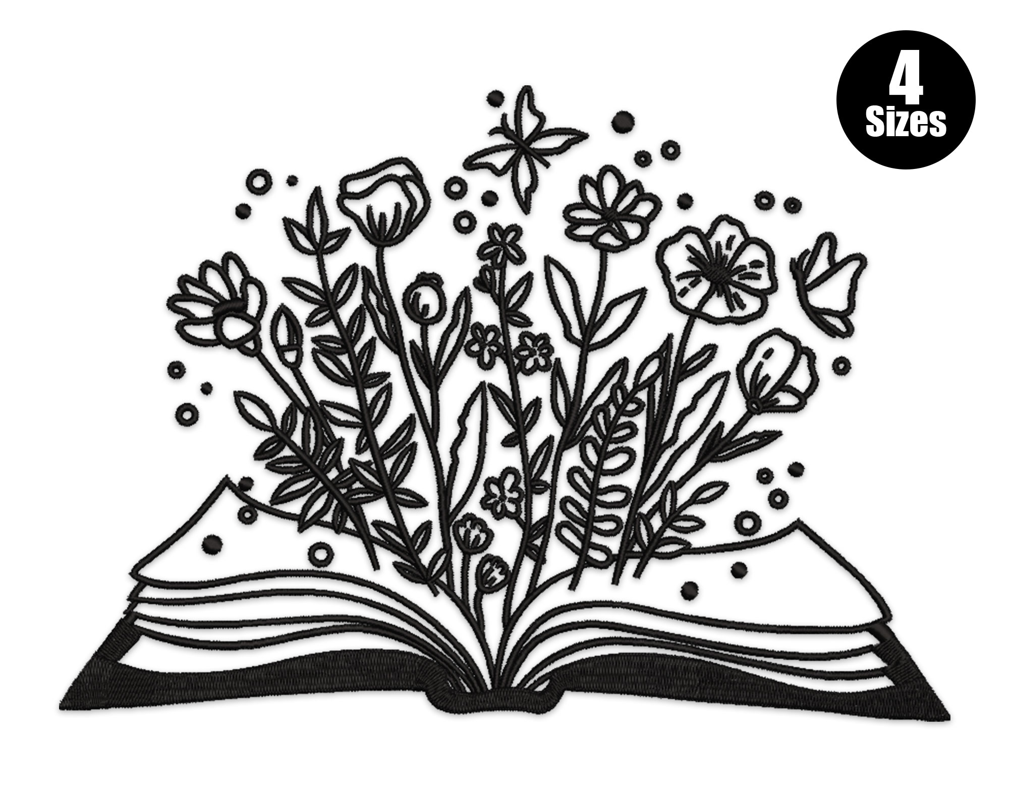 Free Premium Digital File Floral Book Embroidery Design